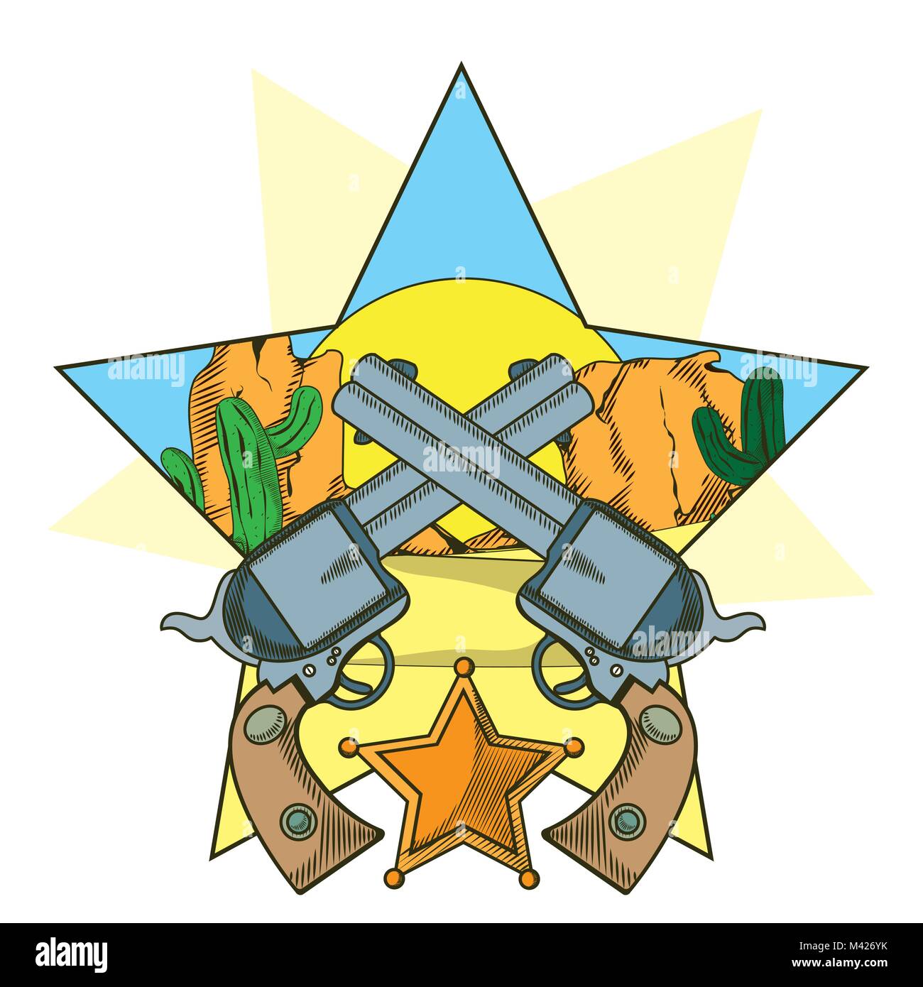 Cowboy revolvers crossed cartoon Stock Vector Image & Art - Alamy