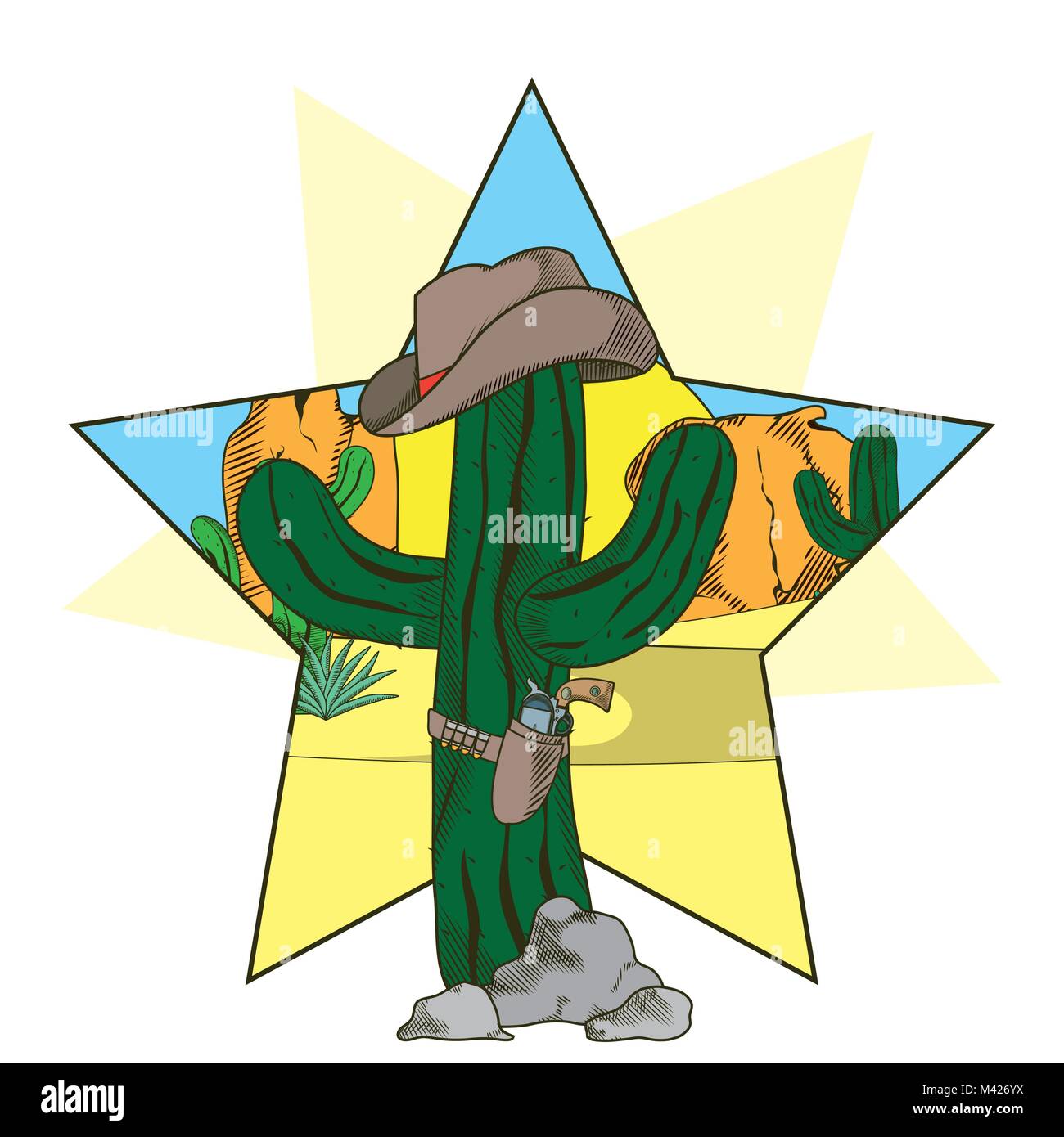 Cowboy western cactus Stock Vector Images - Alamy