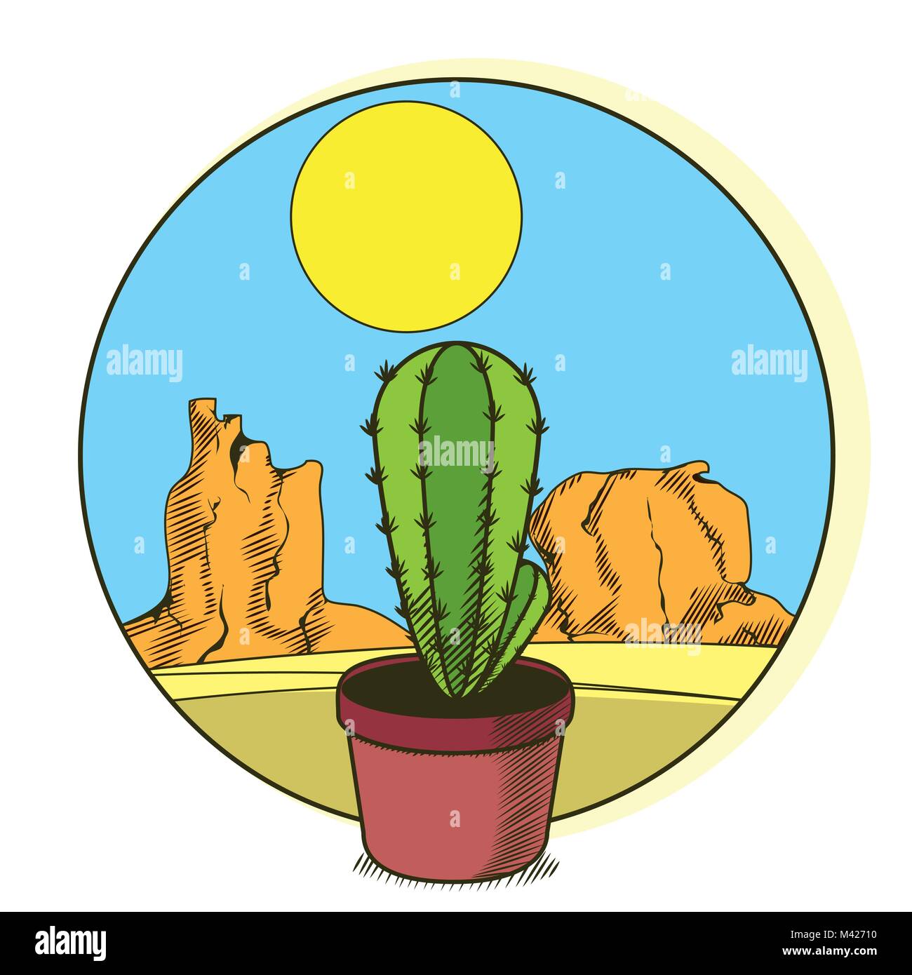 Cactus in pot on desert Stock Vector Image & Art - Alamy