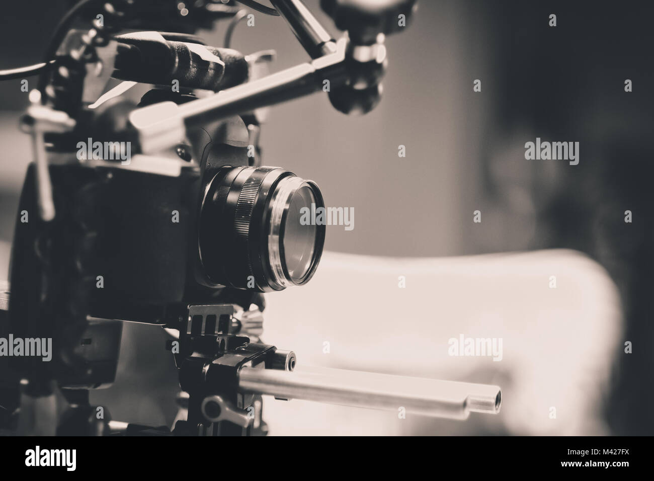 detail of Video camera , film crew production, behind the scenes ...