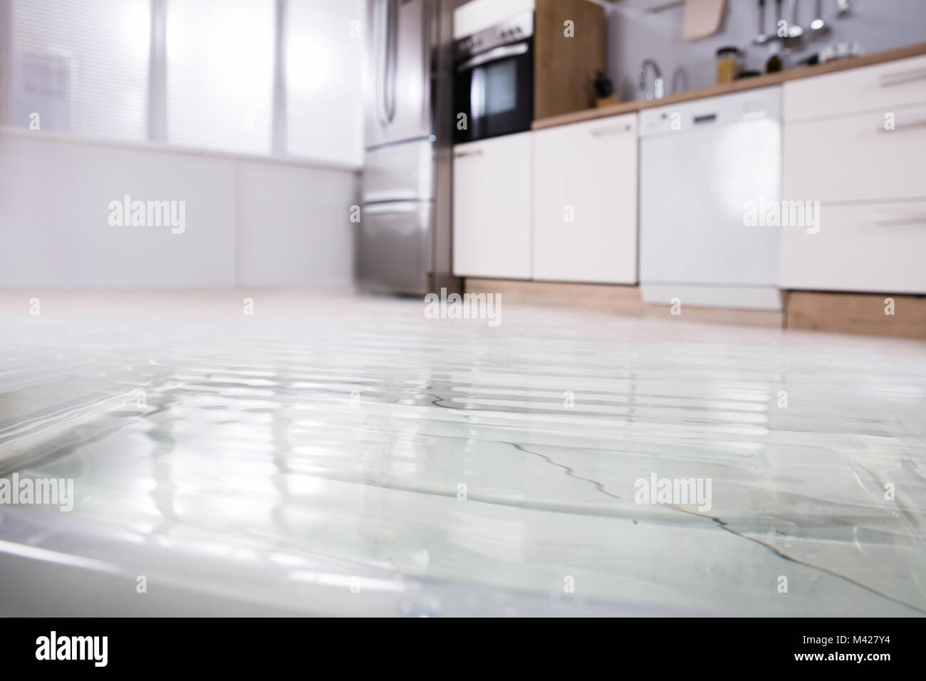 Close-up Photo Of Flooded Floor In Kitchen From Water Leak Stock Photo ...