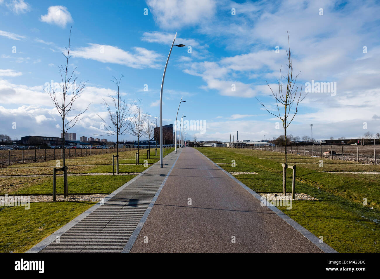 View of Shawfield new footpath and landscaping part of redevelopment in ...