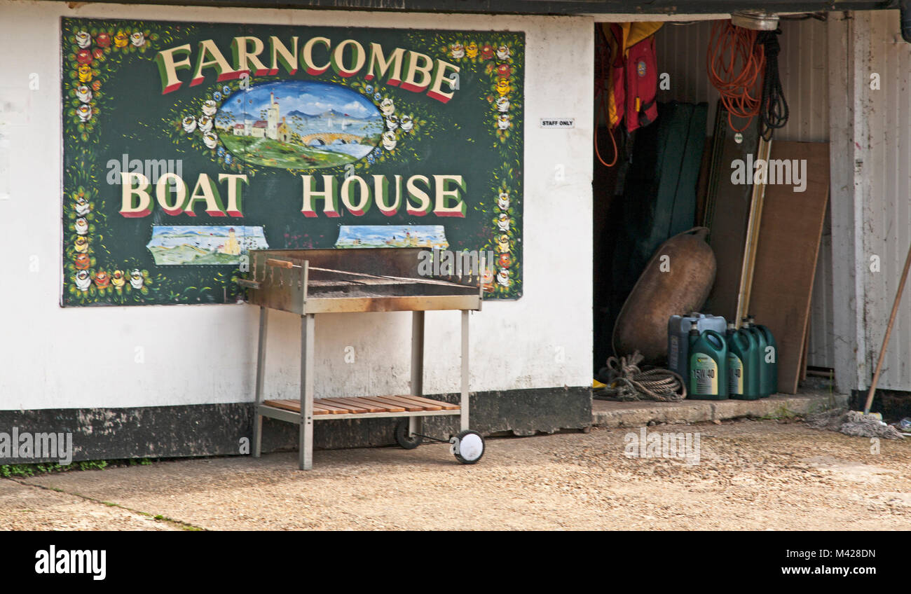 Near Godaming, Farncombe Boat House, Sign, River Wey Navigation, Surrey ...