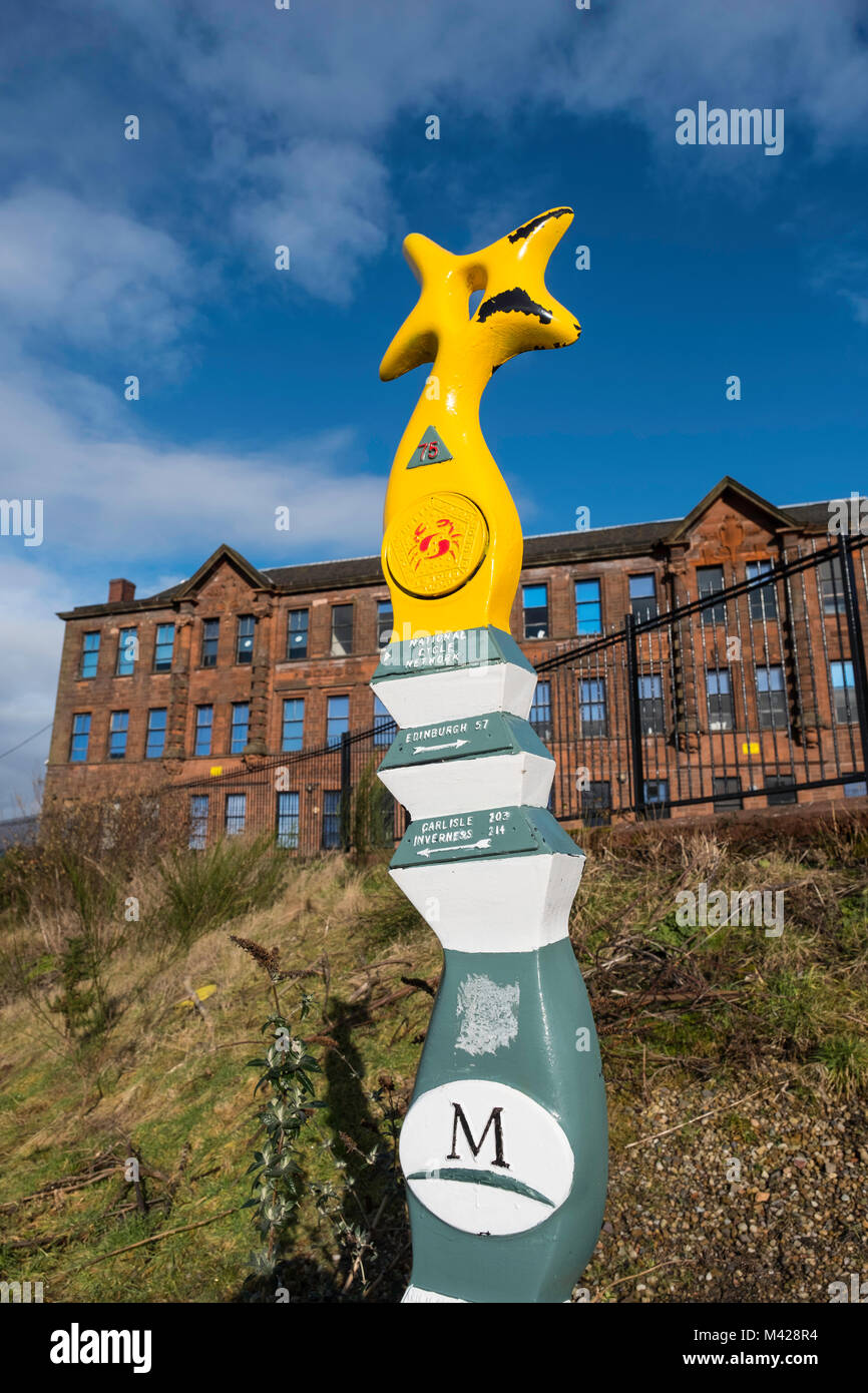 National Cycle Network sign on River Clyde Walkway in Glasgow, Scotland ...