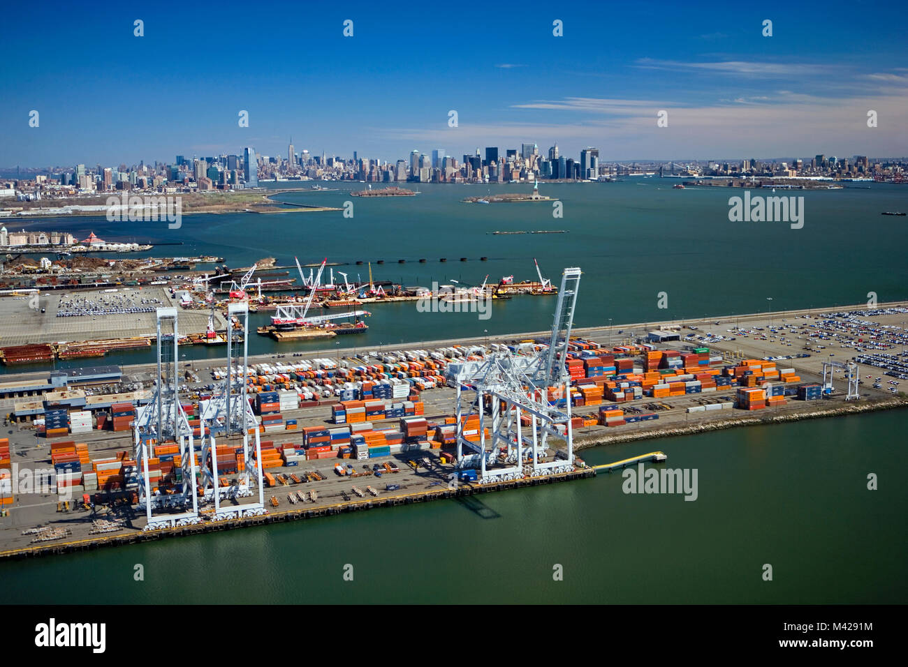 United States. USA. New York. New Jersey. Aerial of Container harbour ...