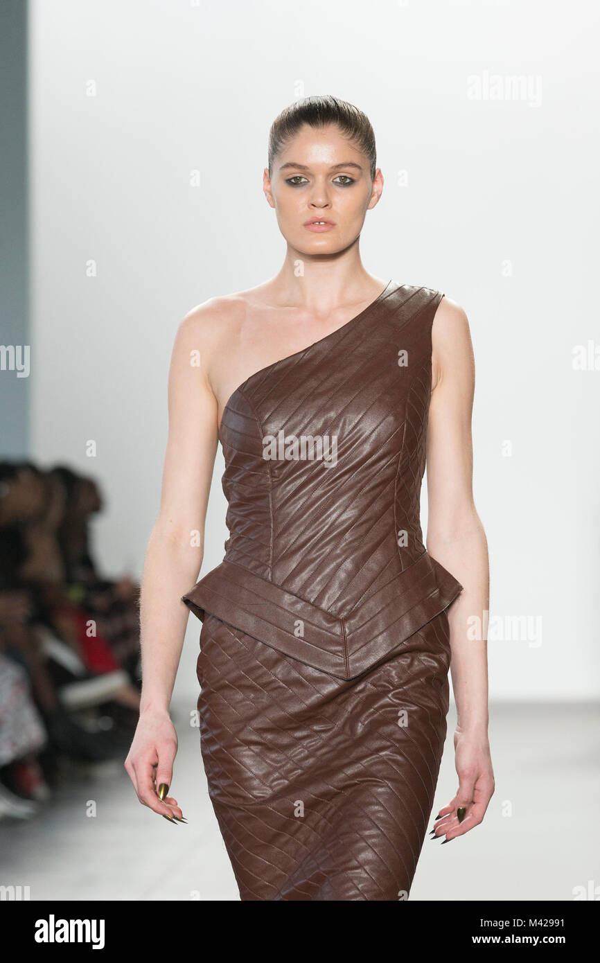 New York, United States. 10th Feb, 2018. Model walks runway for Jaxon ...