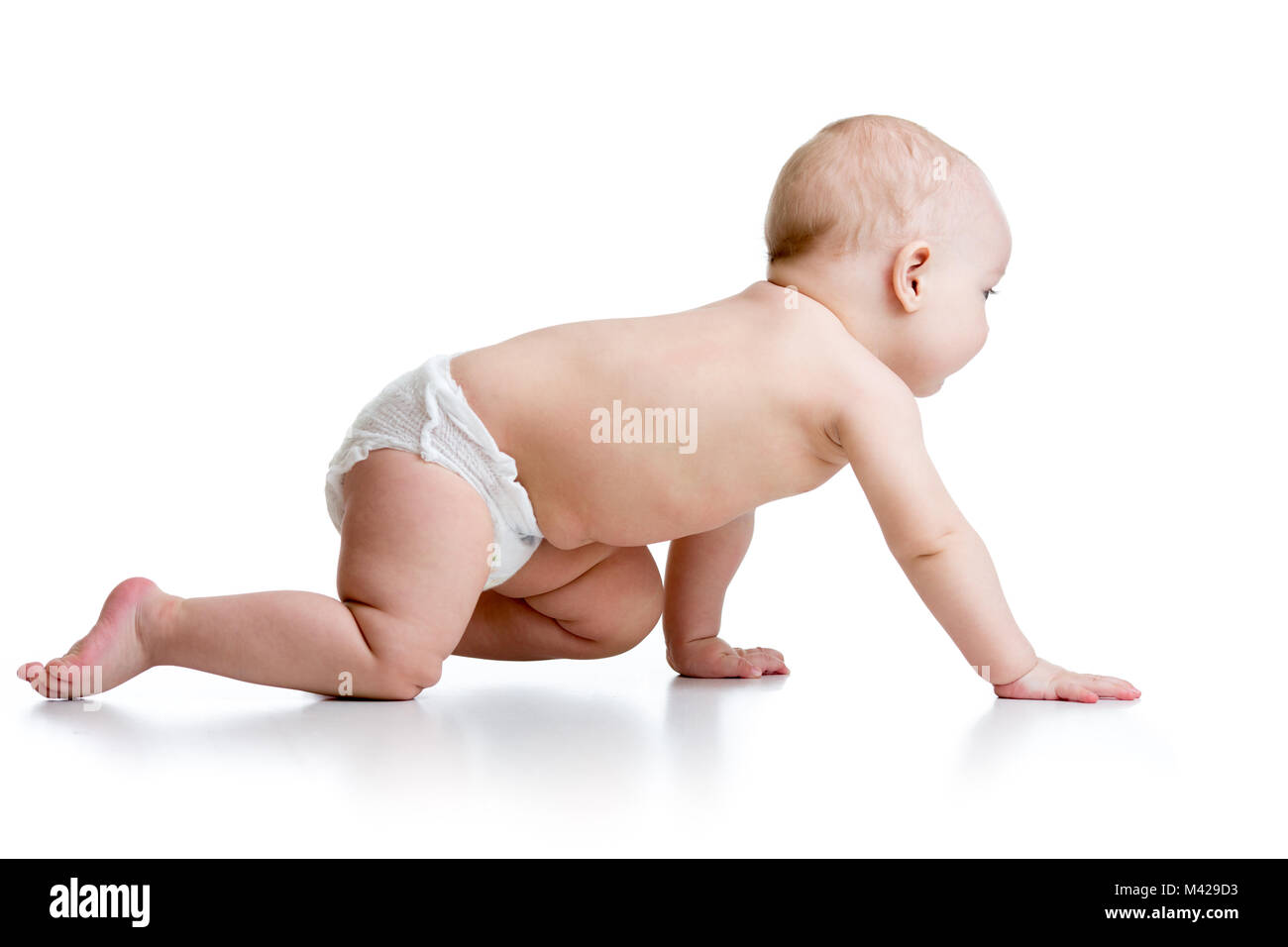 Baby wearing nappy , crawling hi-res stock photography and images - Alamy