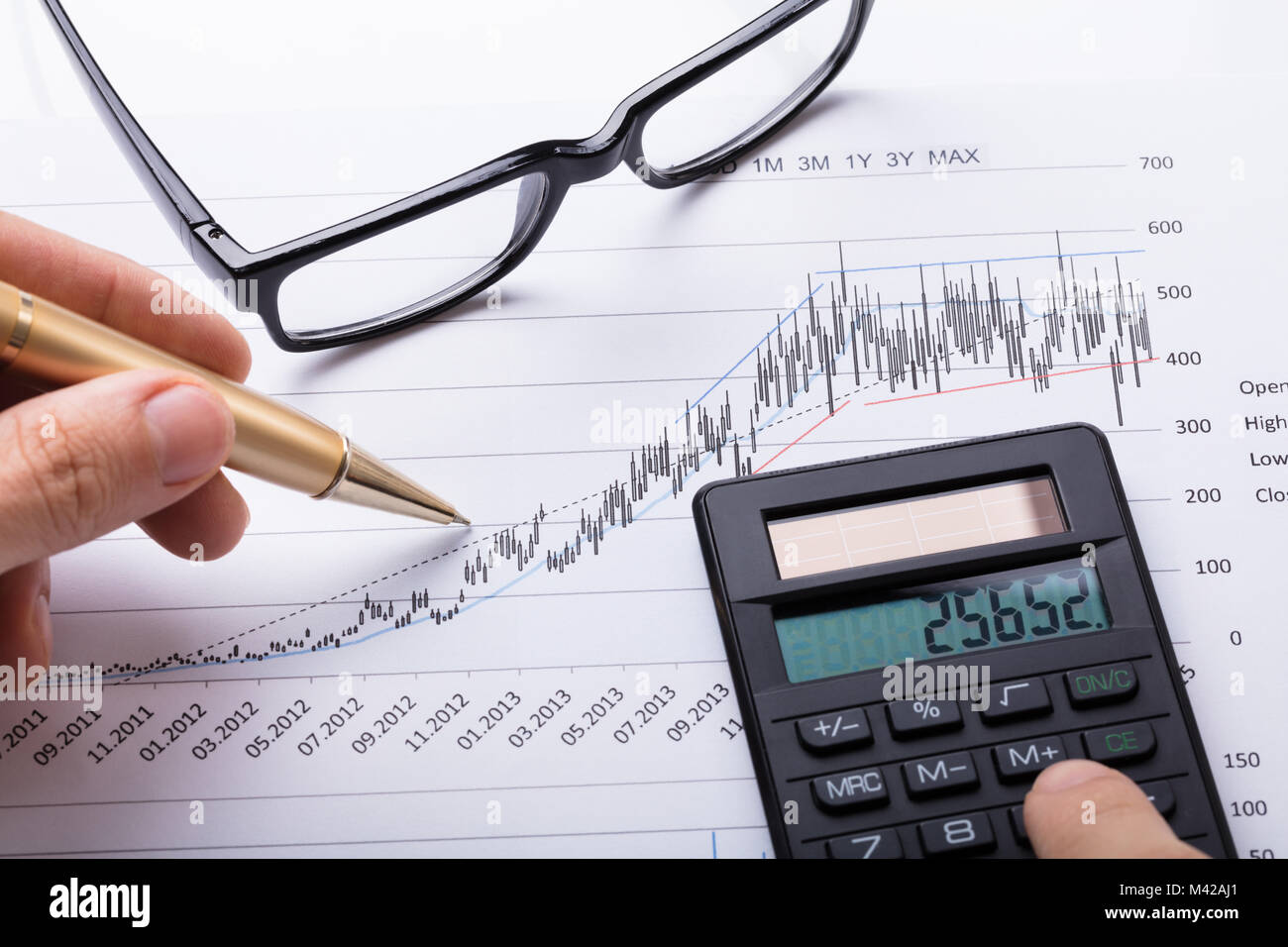 Close-up Of Person Hand Using Calculator And Pen To Calculate Financial ...