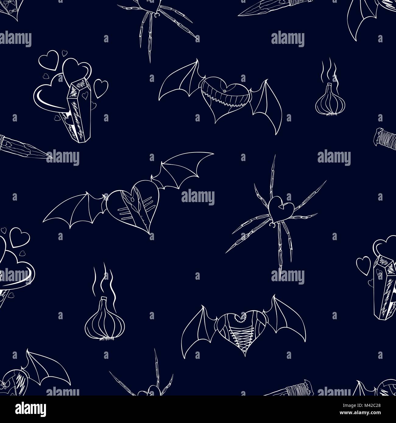 Seamless contour pattern with a theme of vampires for Valentines Day ...