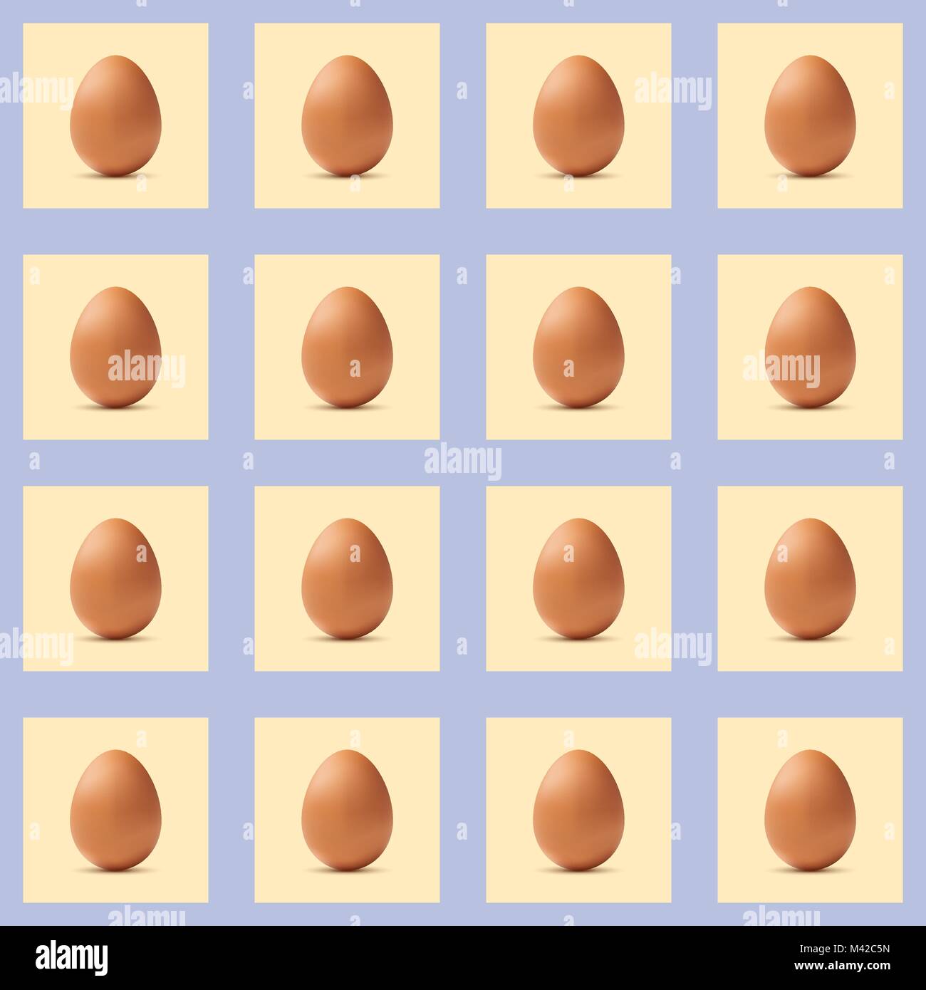 Set of sixteen realistic brown chicken eggs makes a seamless pattern ...