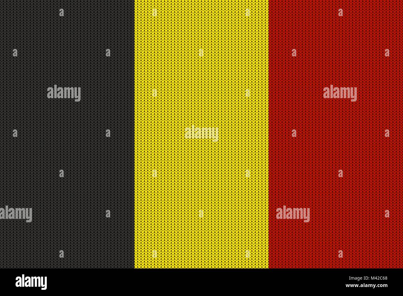 Flag of Belgium on vector knitted woolen texture. Knitted Belgian flag ...