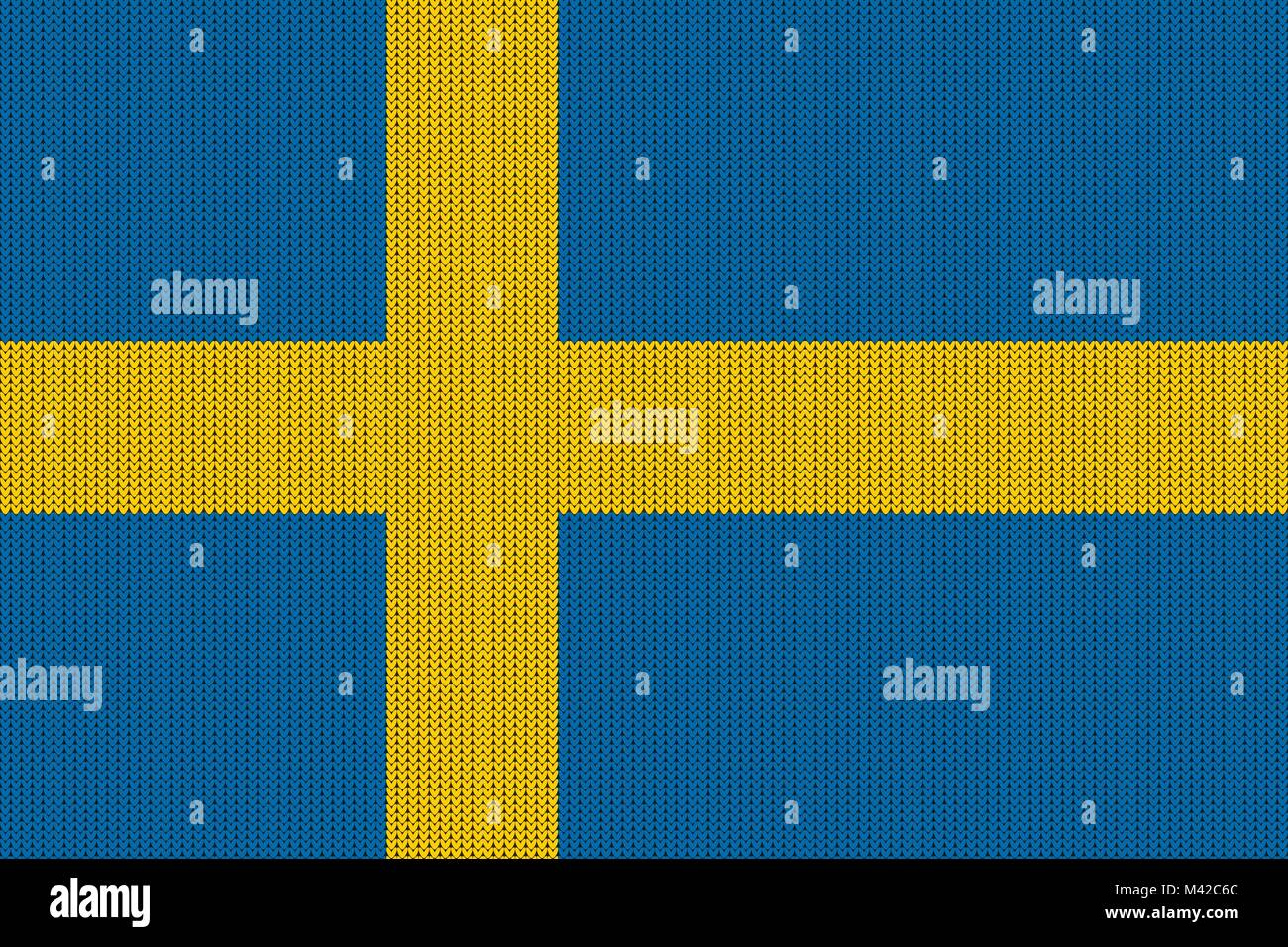 Flag of Sweden on vector knitted woolen texture. Seamless knitted ...