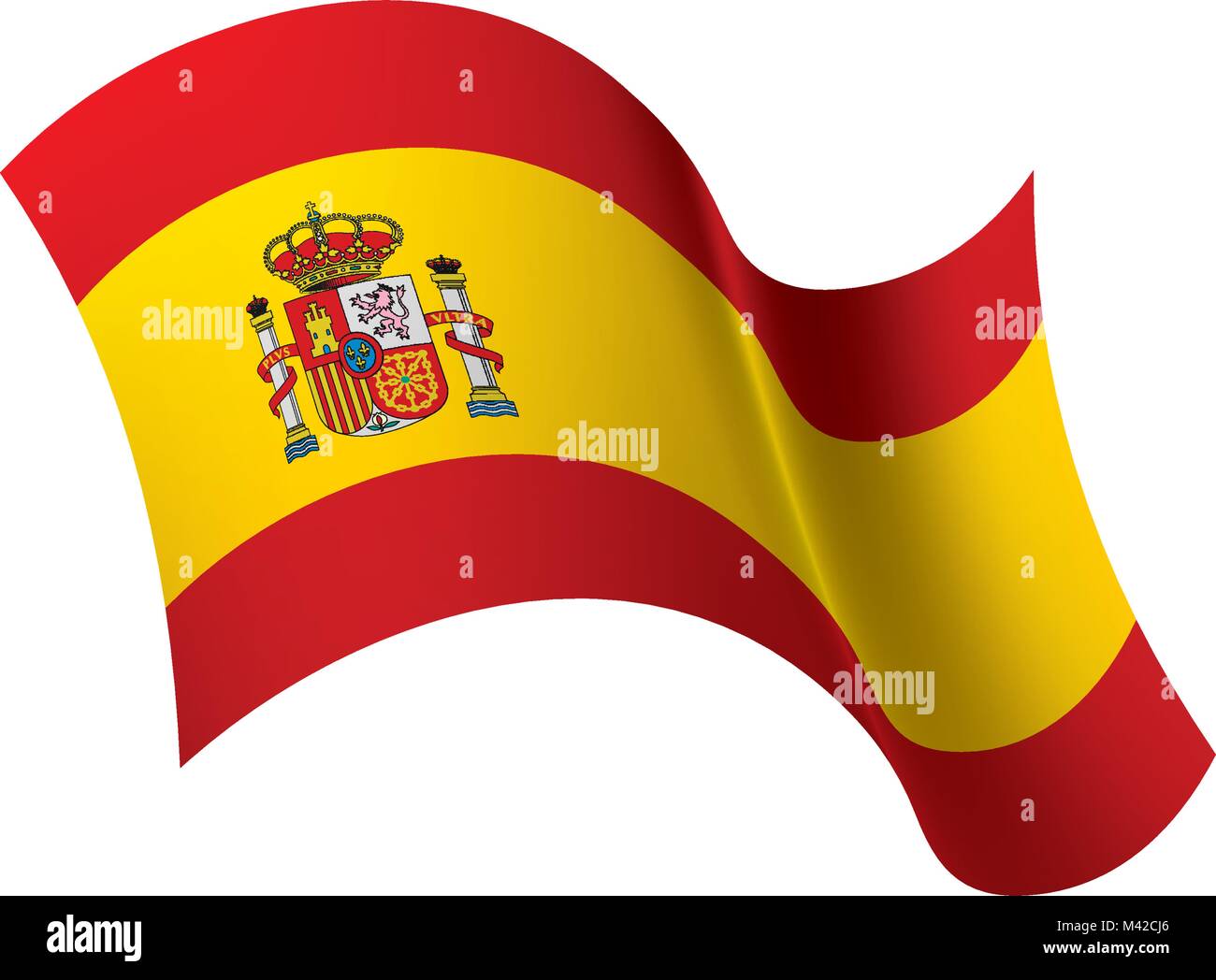 Waving ribbon flag spain Cut Out Stock Images & Pictures - Alamy