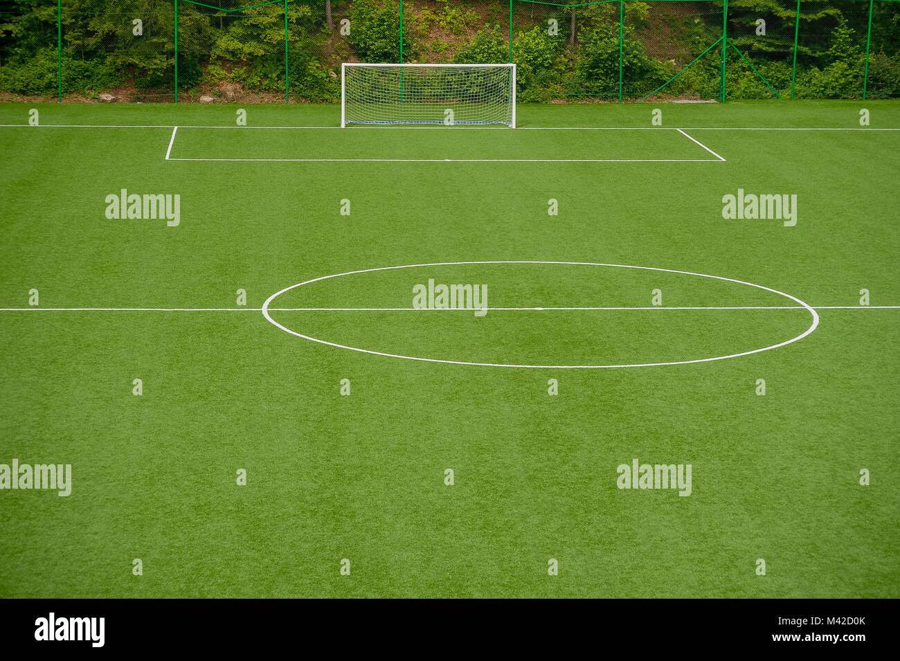 Soccer field in synthetic grass Stock Photo - Alamy