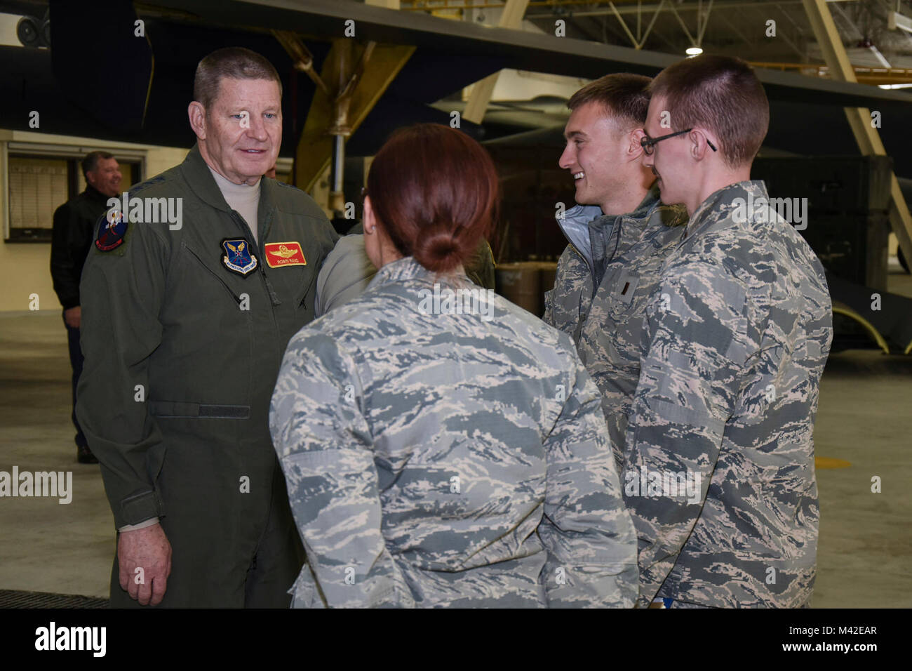 Gen. Robin Rand, Air Force Global Strike Command commander, talks with ...