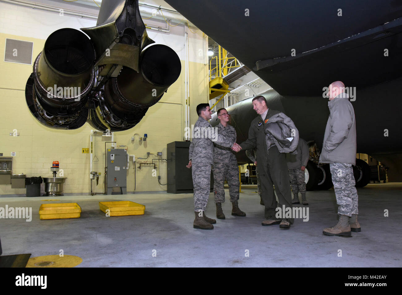 Gen. Robin Rand, Air Force Global Strike Command commander, greets ...
