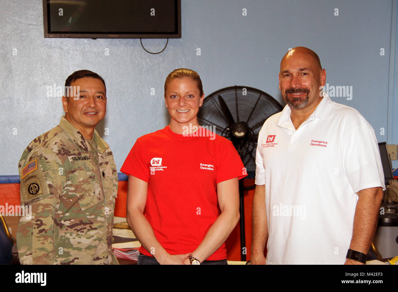 Recovery Field Office commander Lt. Col. Roberto Solorzano (left) meets ...