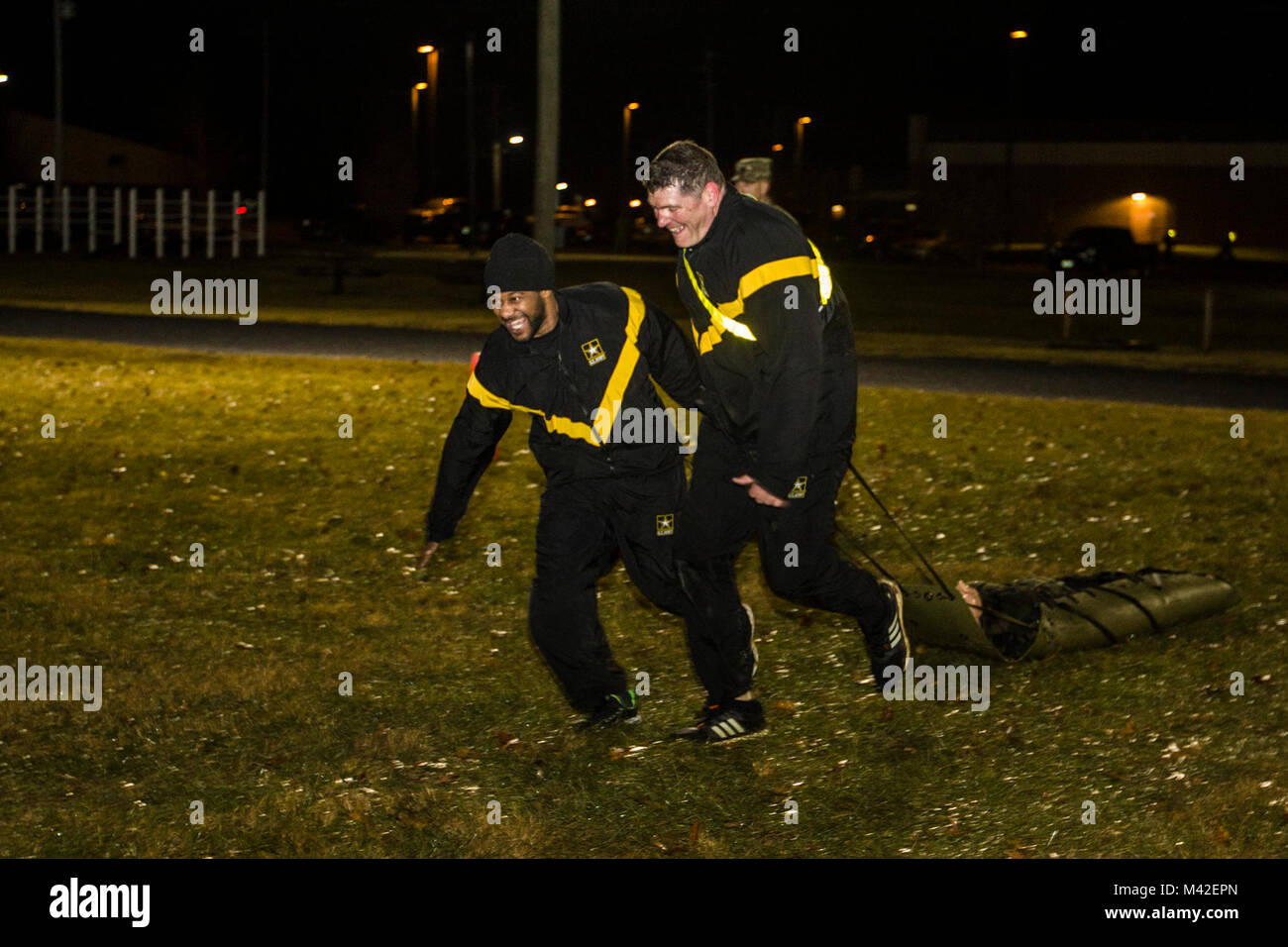 Soldiers assigned to 4th Cavalry Multi-Functional Training Brigade drag ...