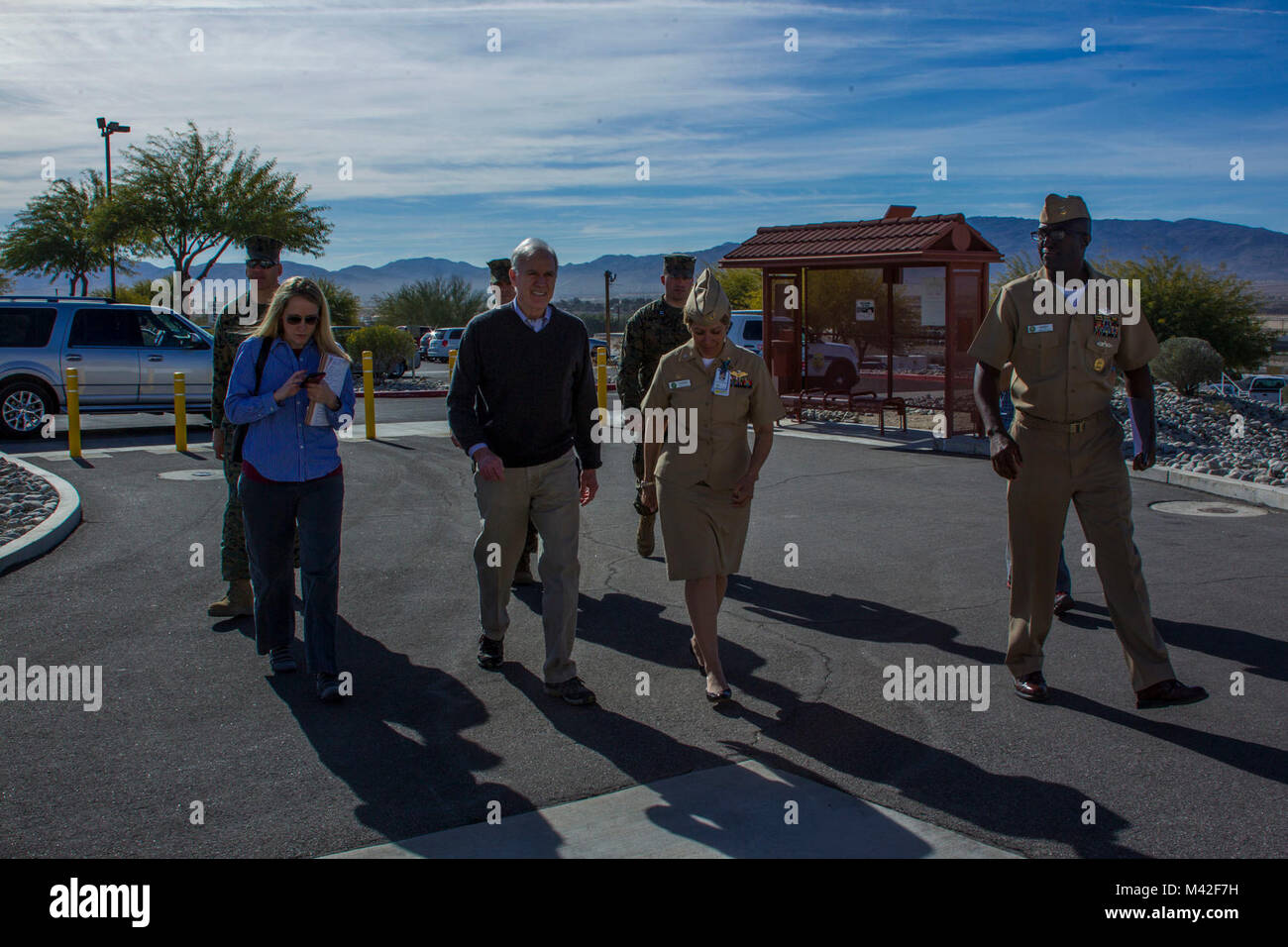 The Honorable Richard V. Spencer, Secretary of the Navy begins the tour ...