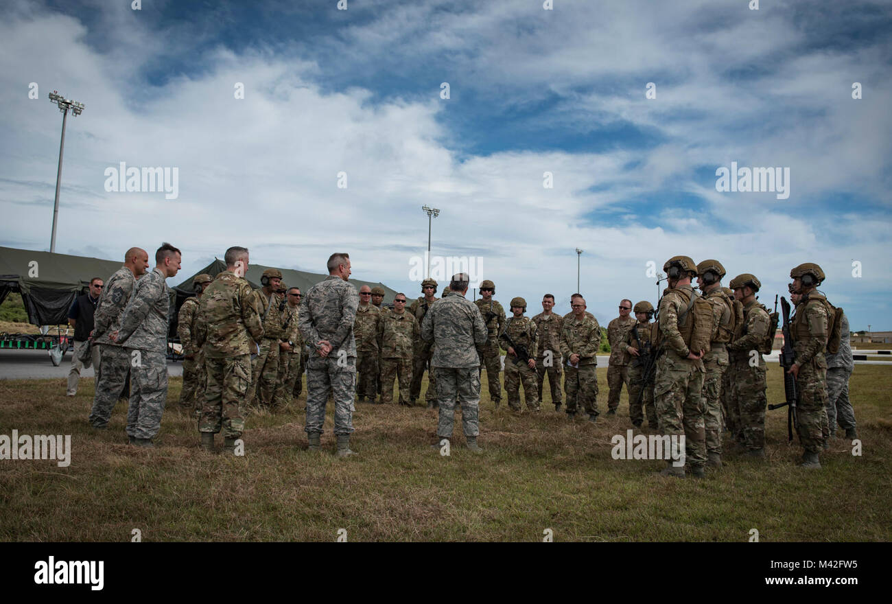 U.S. Air Force Chief of Staff Gen. David L. Goldfein, center, speaks to ...