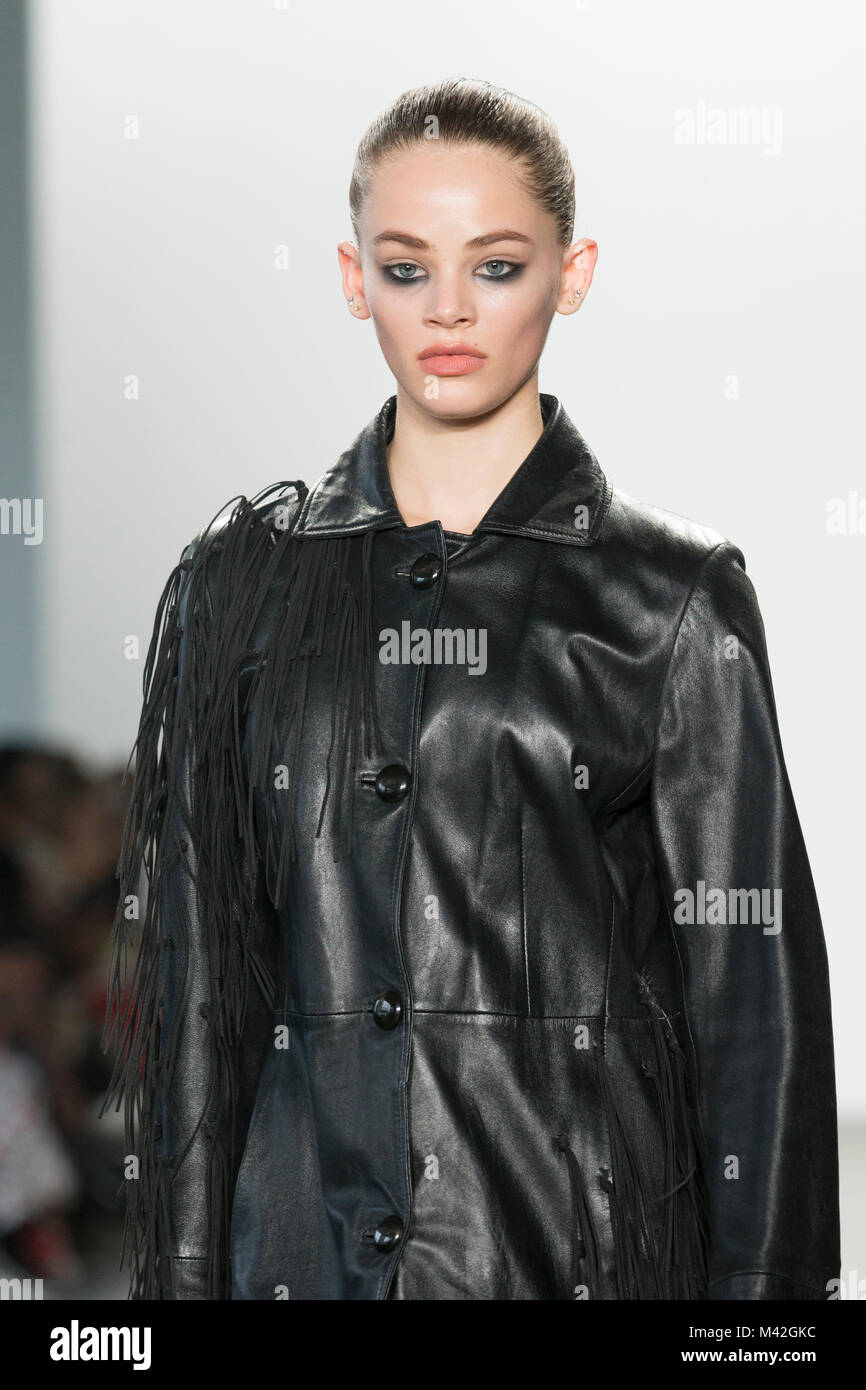 New York, NY - February 10, 2018: Model walks runway for Jaxon Yang and ...