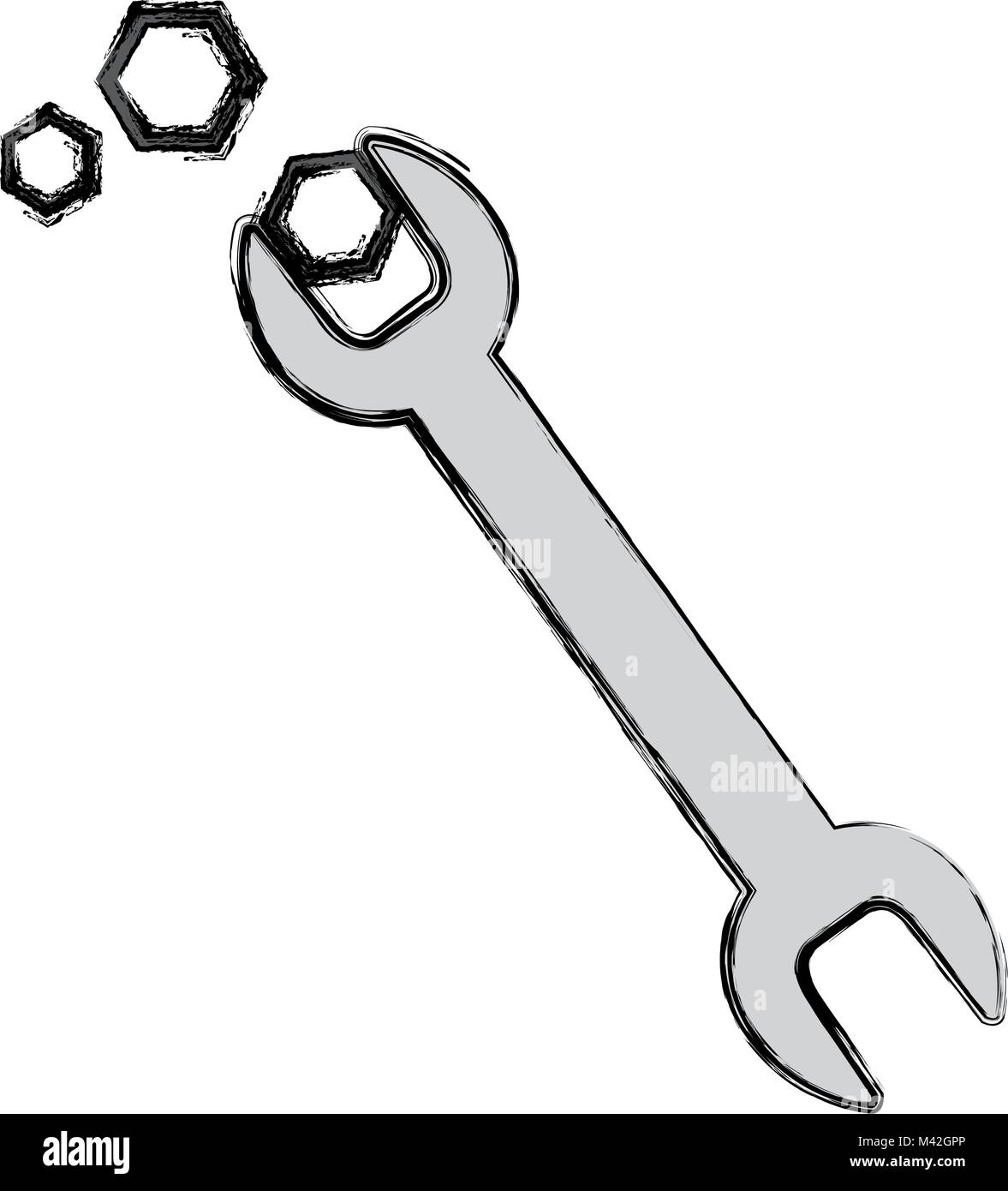 wrench tool with nuts vector illustration design Stock Vector Image ...