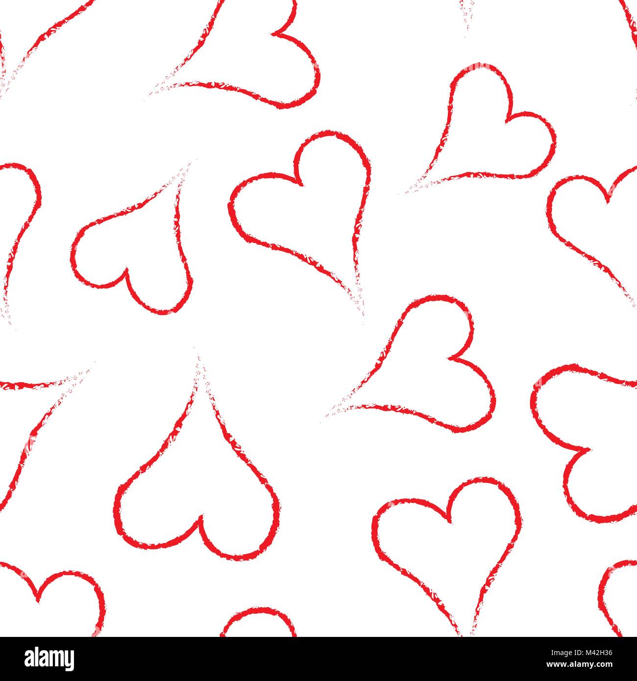 Hand drawn heart icon seamless pattern background. Business flat vector ...