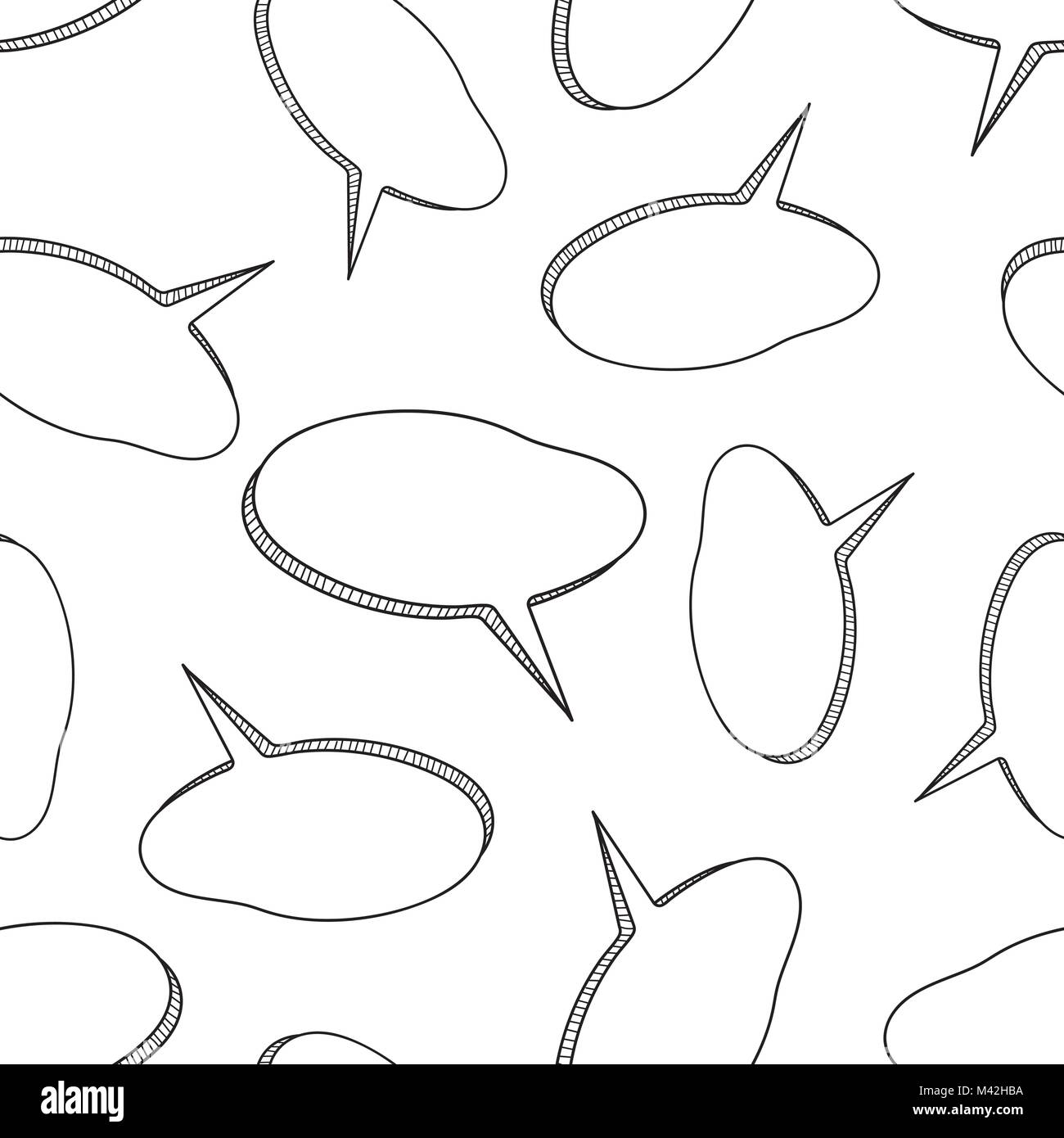 Hand drawn speech bubble icon seamless pattern background. Business ...