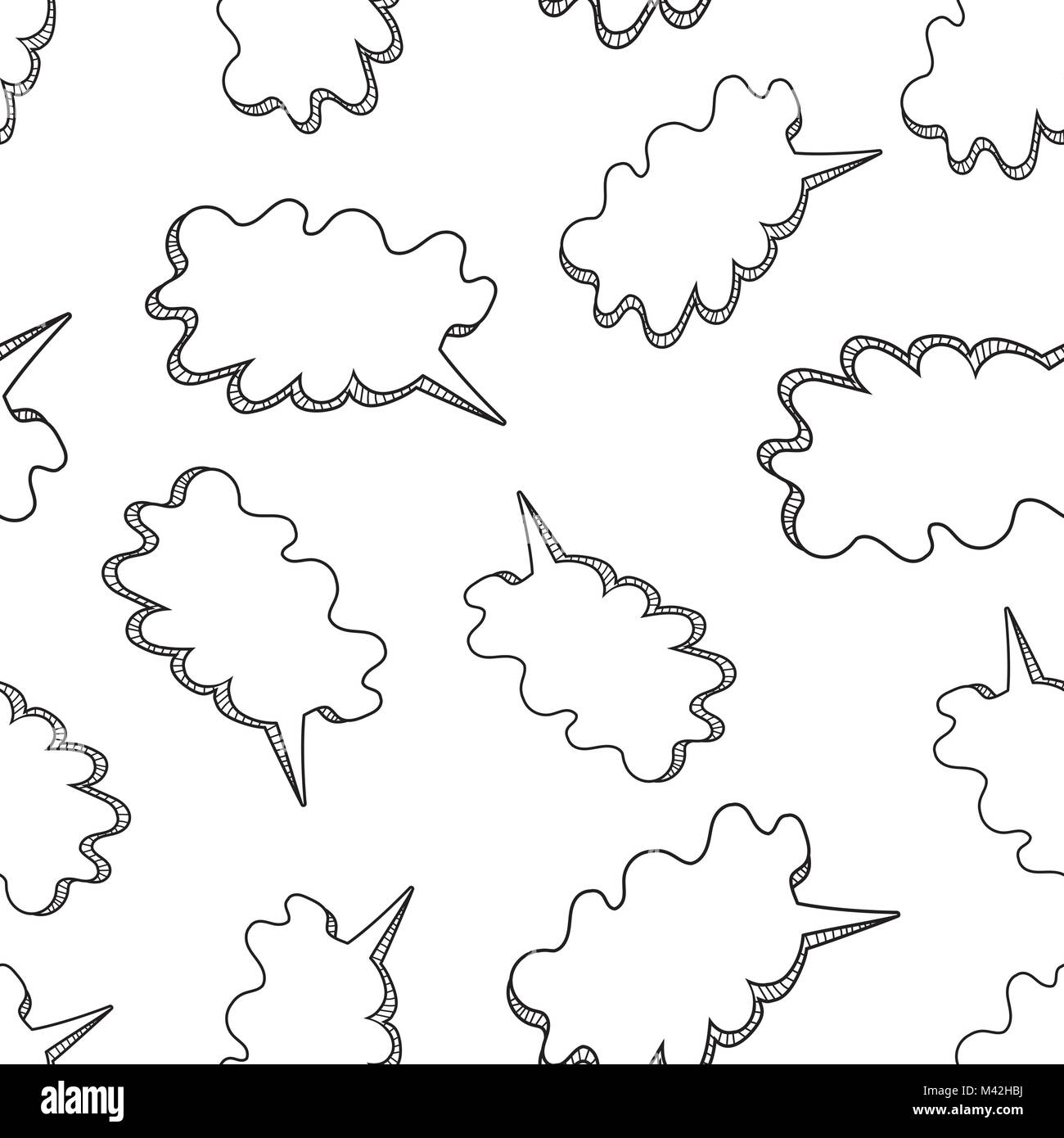 Hand drawn speech bubble icon seamless pattern background. Business ...
