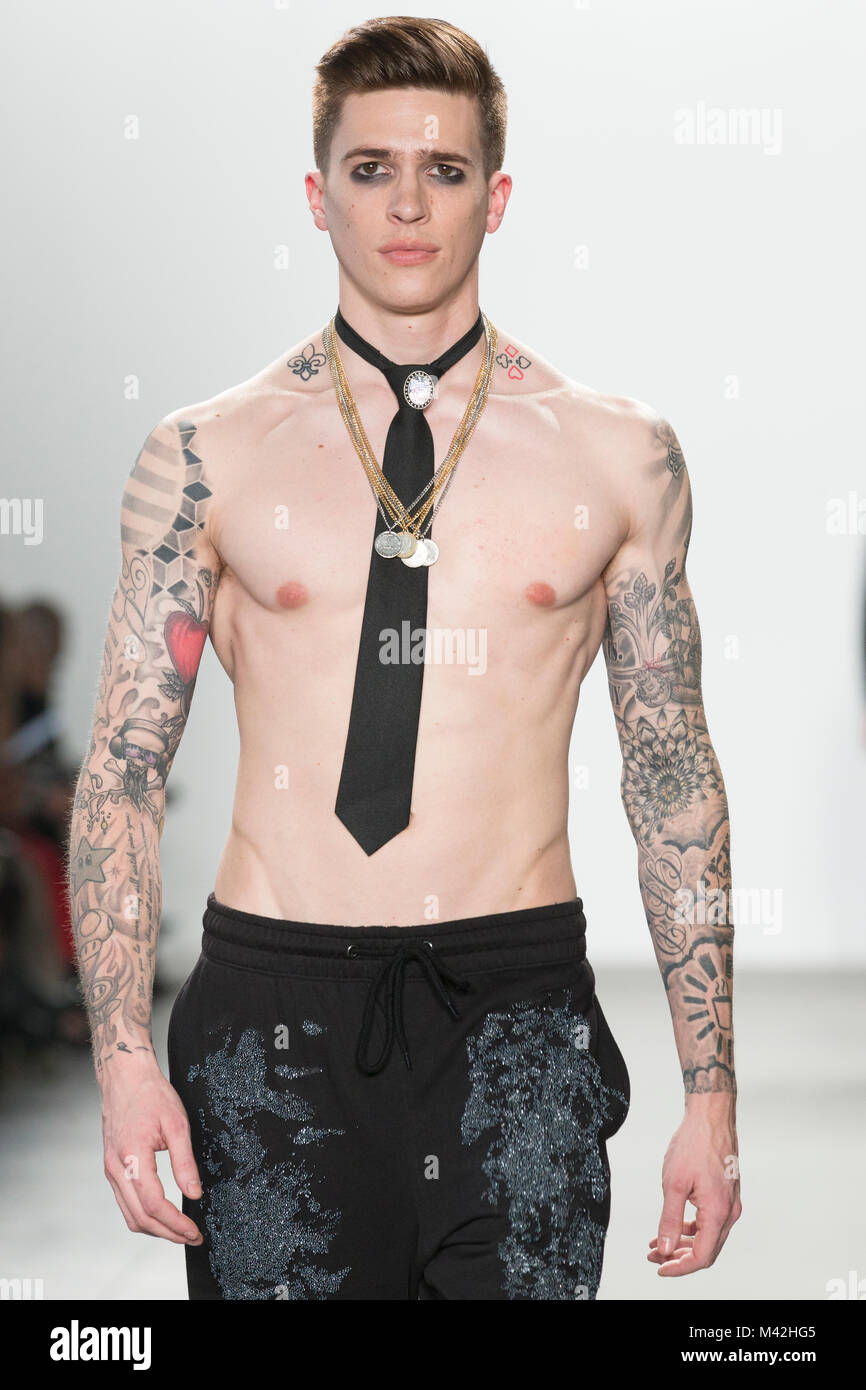 New York, NY - February 10, 2018: Model walks runway for Jaxon Yang and ...