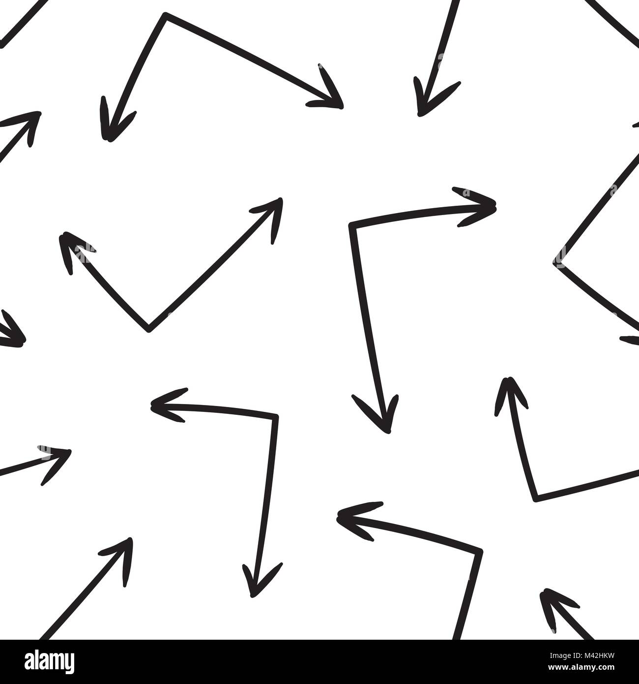 Hand drawn arrow icon seamless pattern background. Business flat vector ...