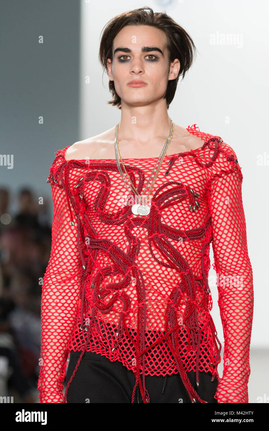 New York, NY - February 10, 2018: Model walks runway for Jaxon Yang and ...