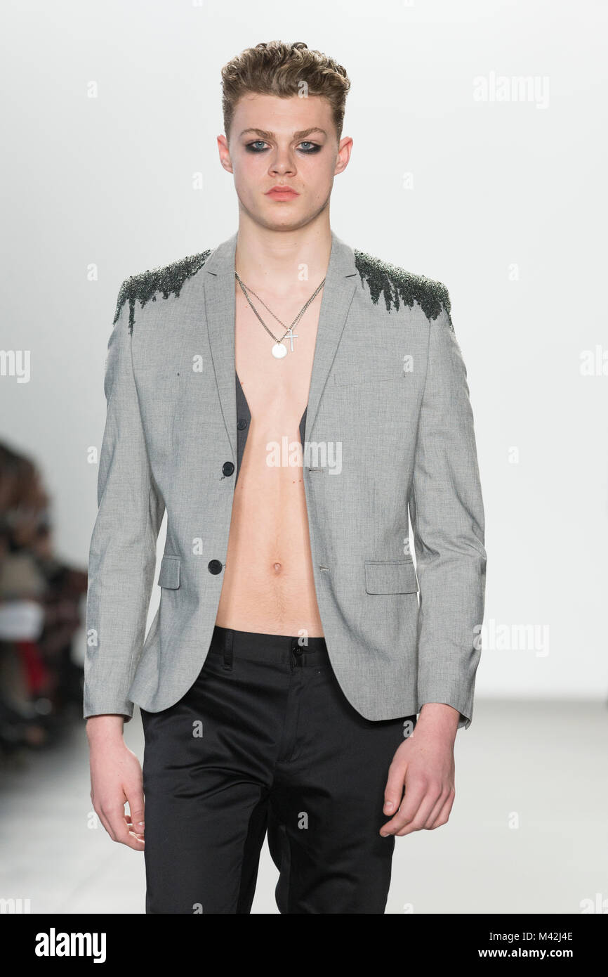 New York, NY - February 10, 2018: Model walks runway for Jaxon Yang and ...