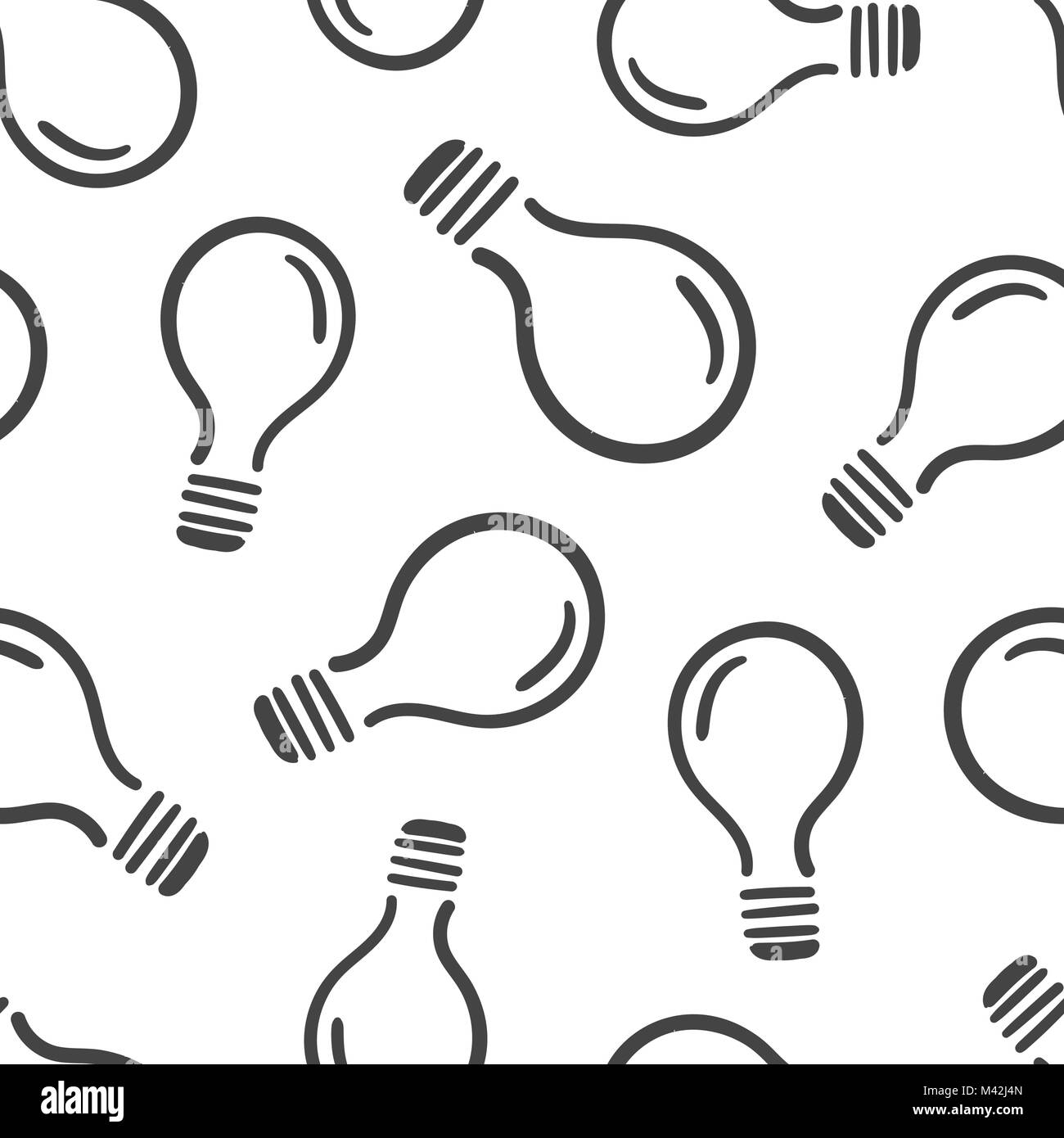 Hand drawn light bulb seamless pattern background. Business flat vector ...