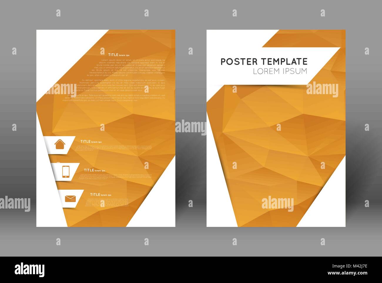 poster template design, orange polygon background Stock Vector Image ...