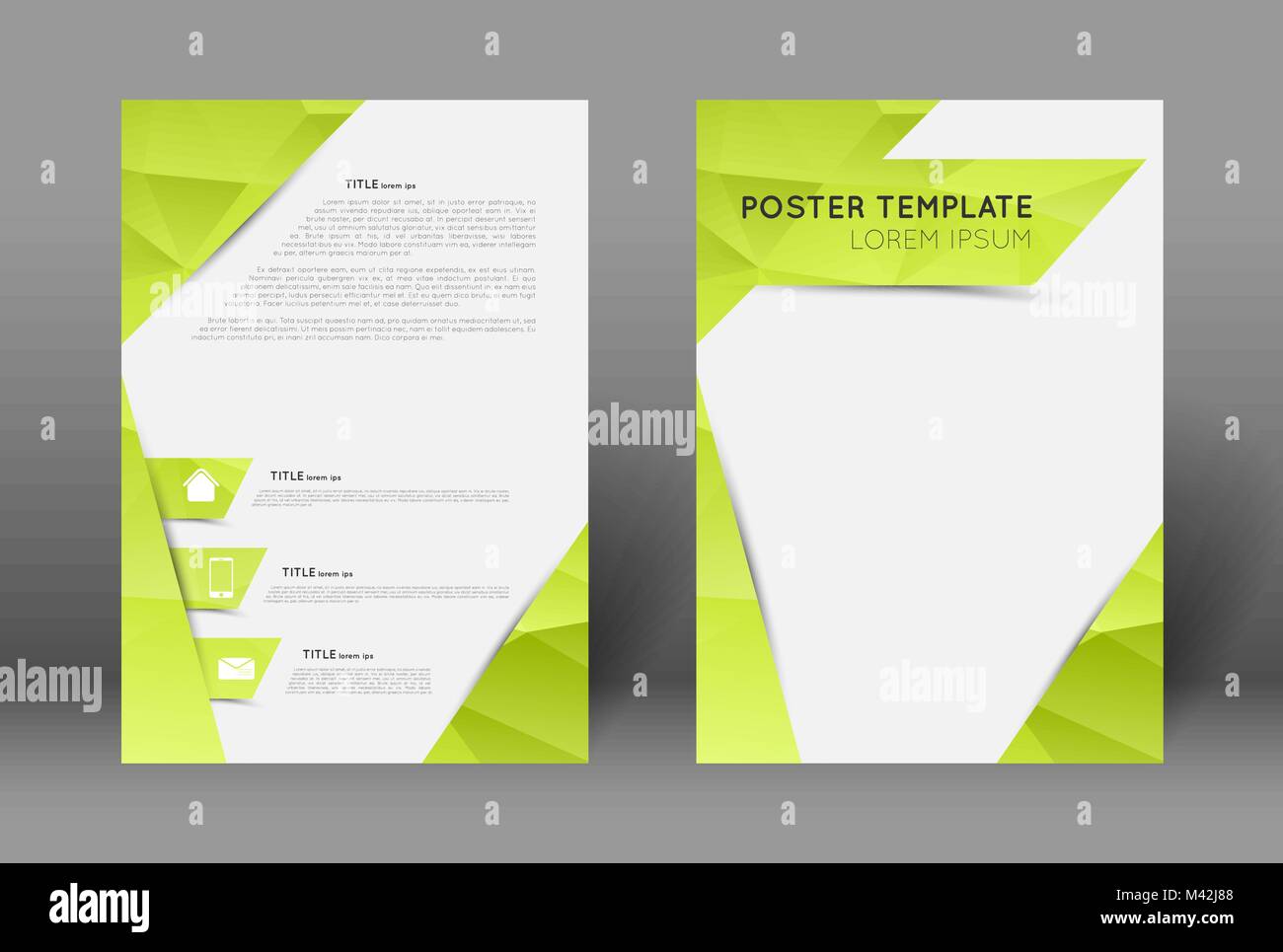 poster template design, green polygon background Stock Vector Image ...