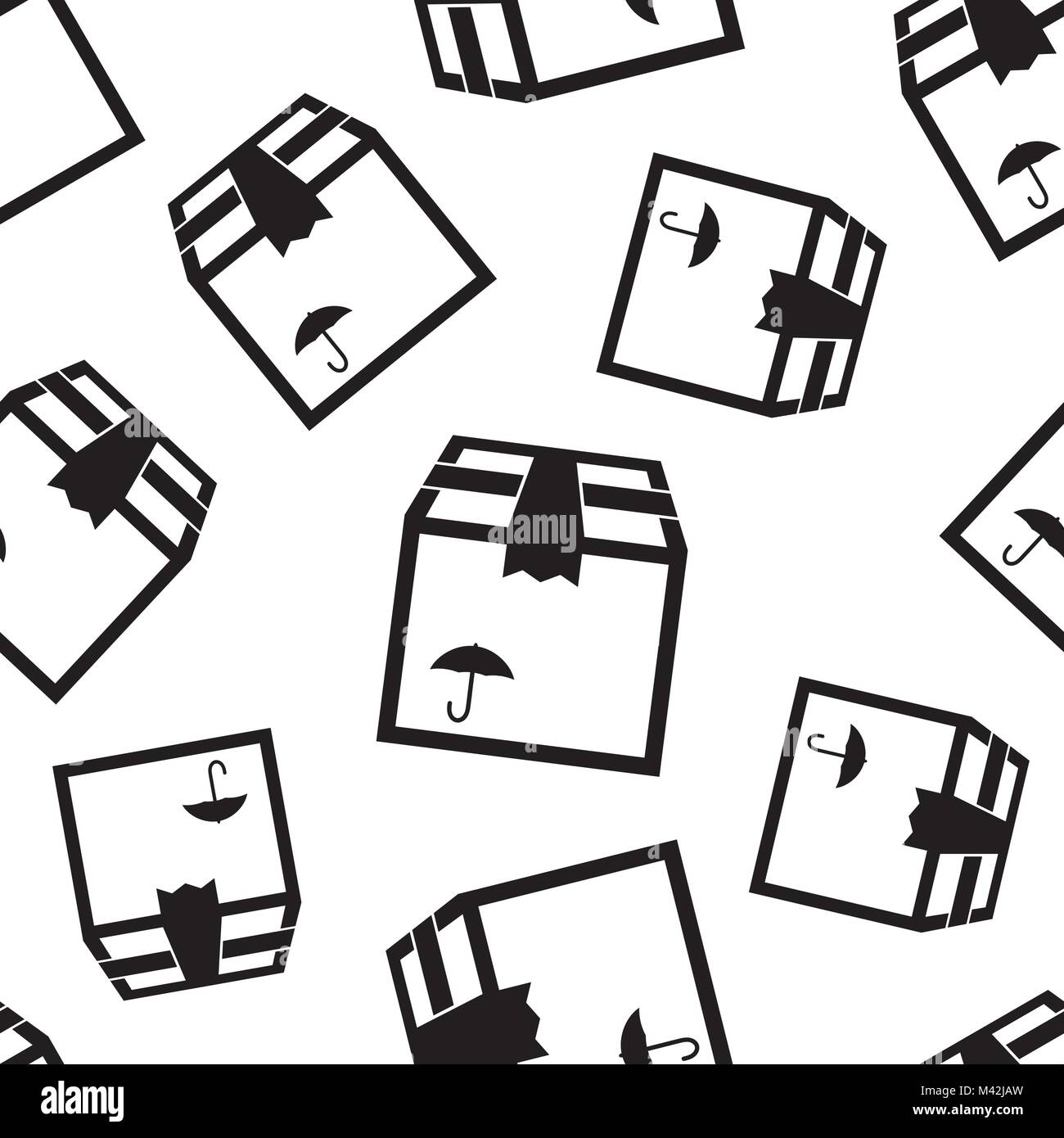 Packaging box with umbrella symbol seamless pattern background ...