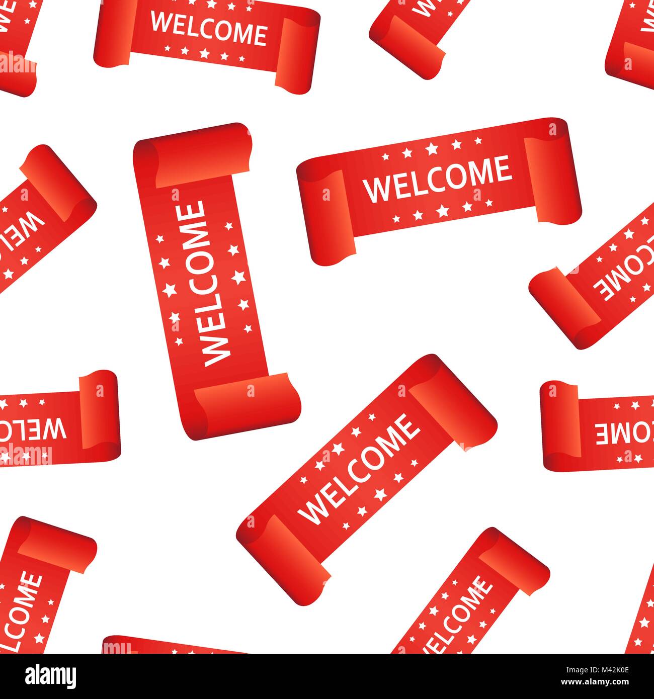 Welcome ribbon seamless pattern background. Business flat vector ...