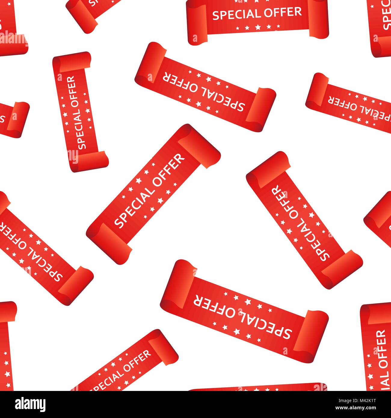 Special offer ribbon seamless pattern background. Business flat vector ...