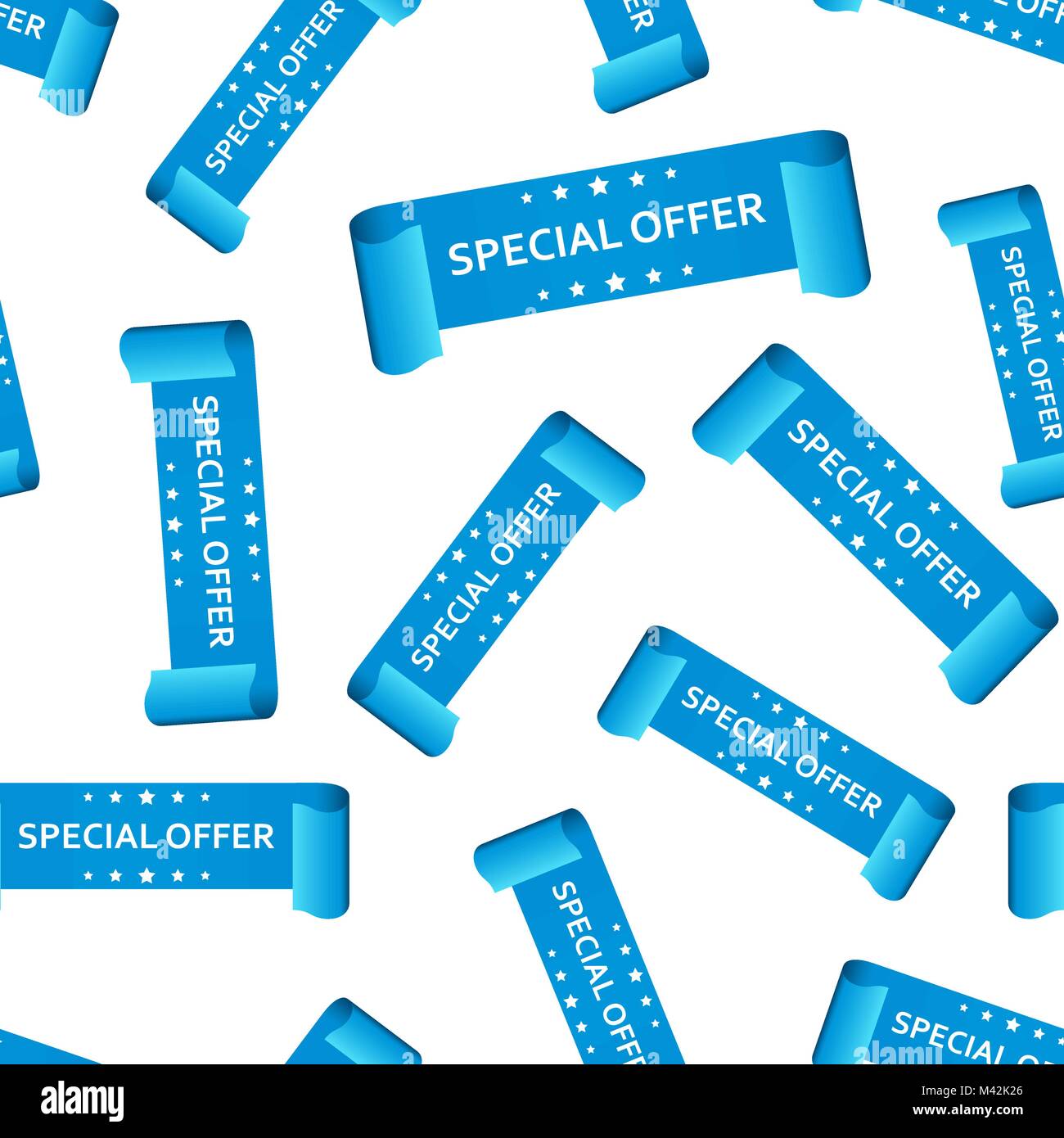 Special offer ribbon seamless pattern background. Business flat vector ...
