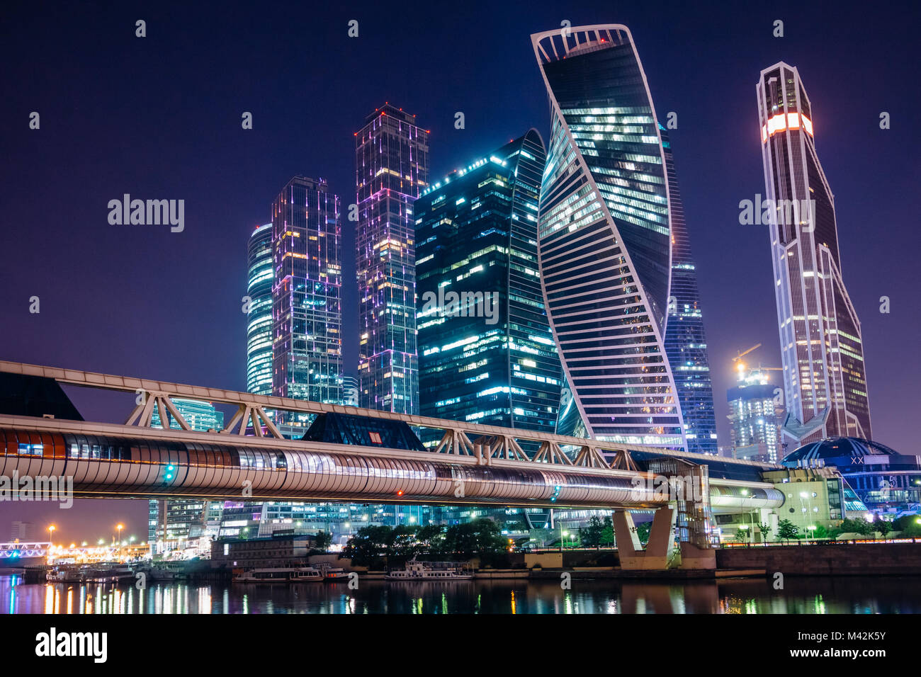 Moscow at night with illuminated summer night Stock Photo - Alamy