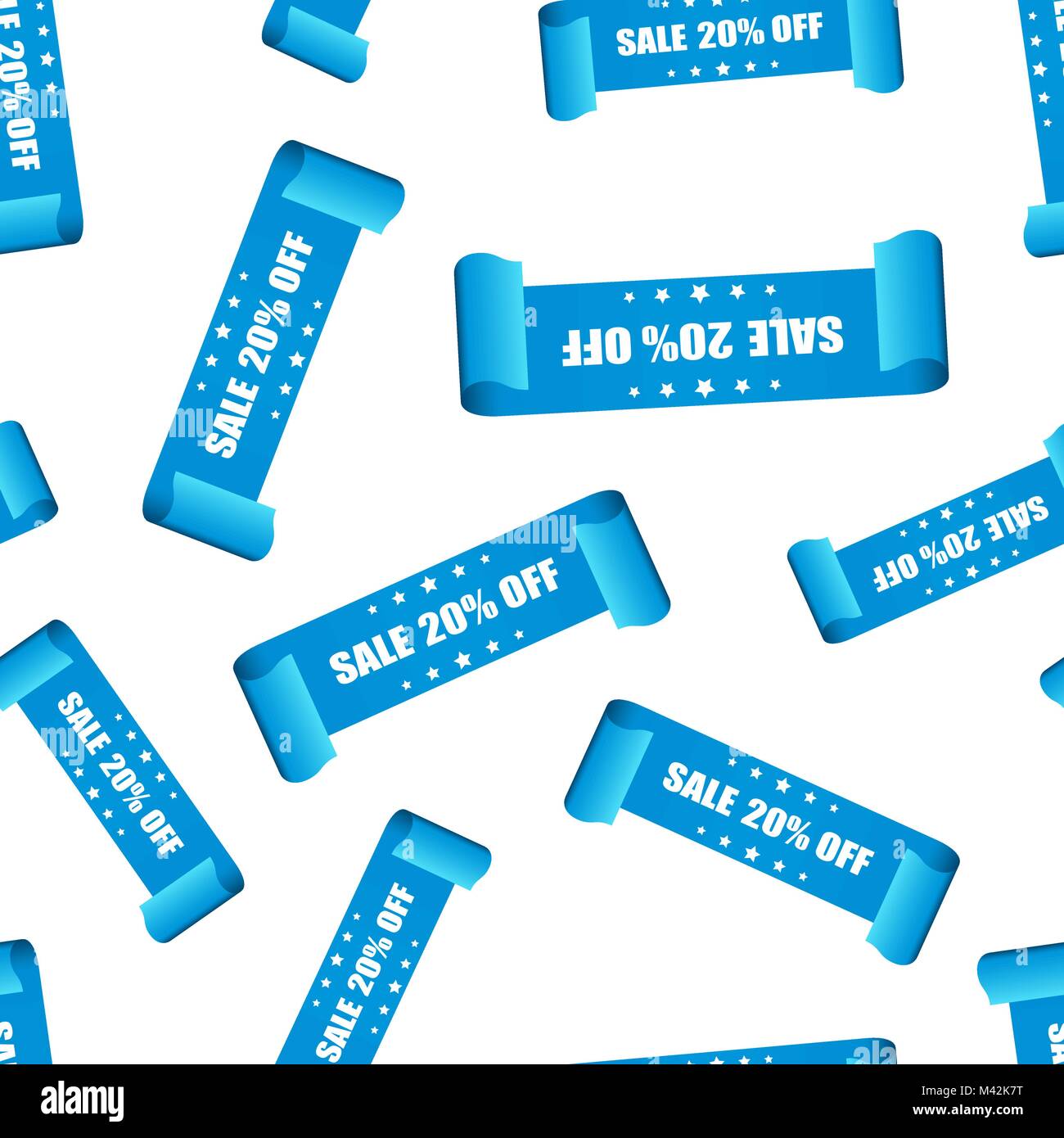 Sale 20% ribbon seamless pattern background. Business flat vector ...