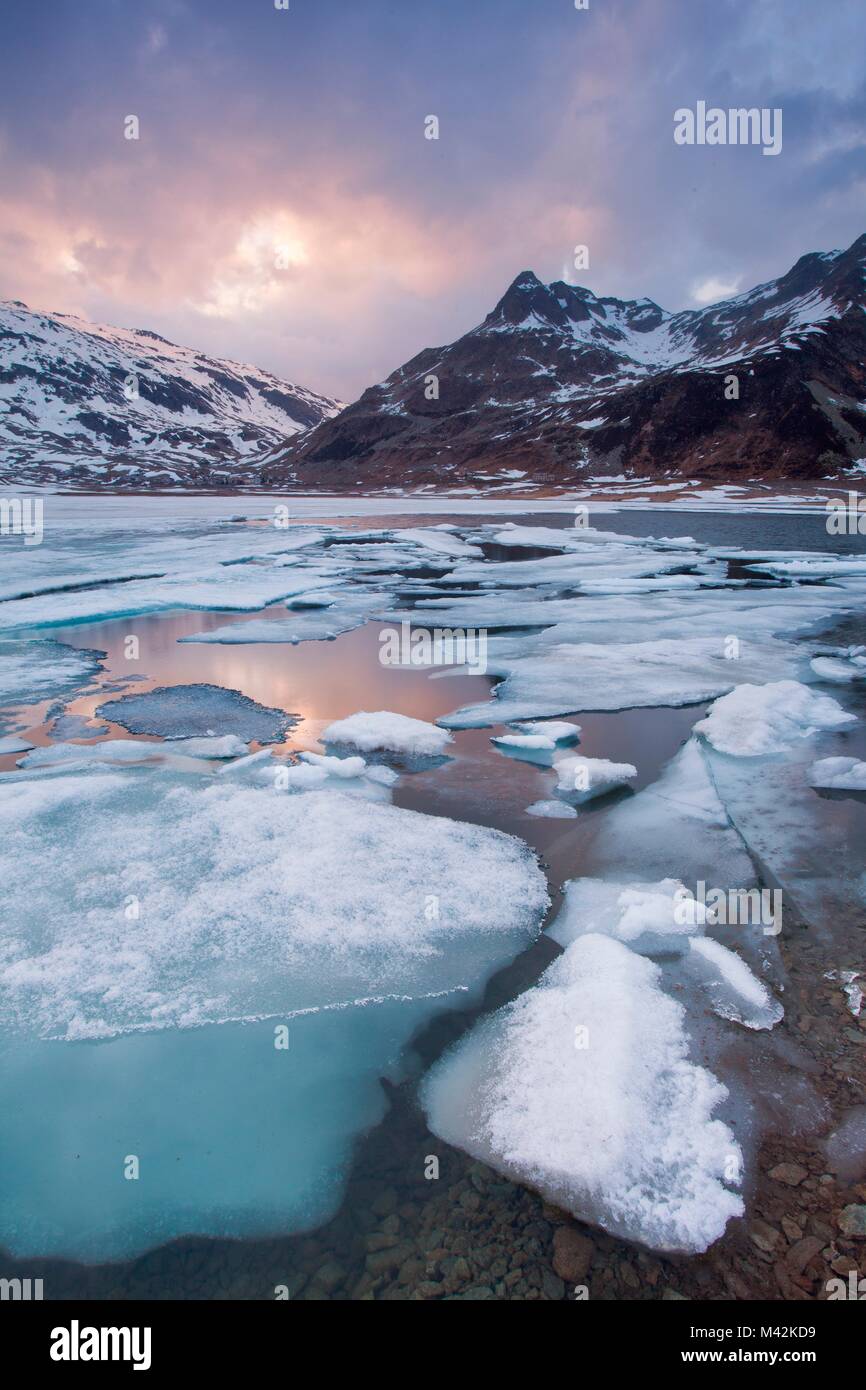 Montespluga lake, Lombardy, Italy. The thaw on Montespluga lake at ...