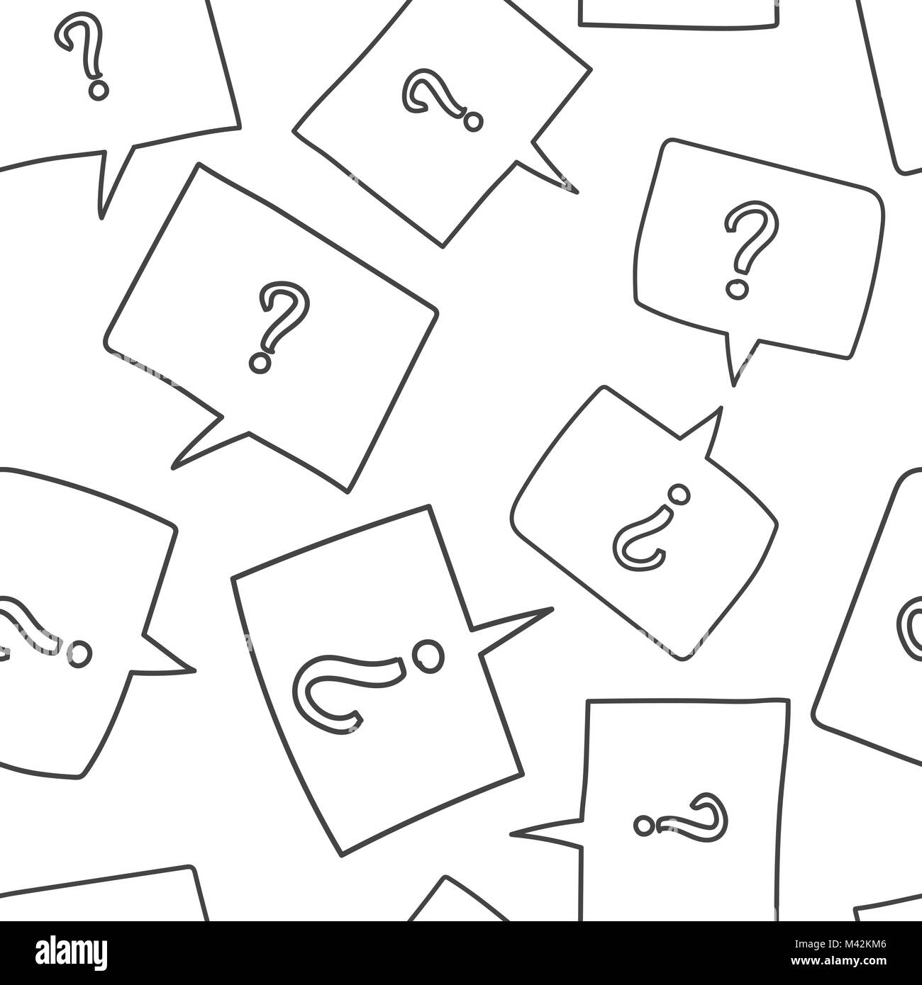Question marks in thought bubbles seamless pattern background. Business ...