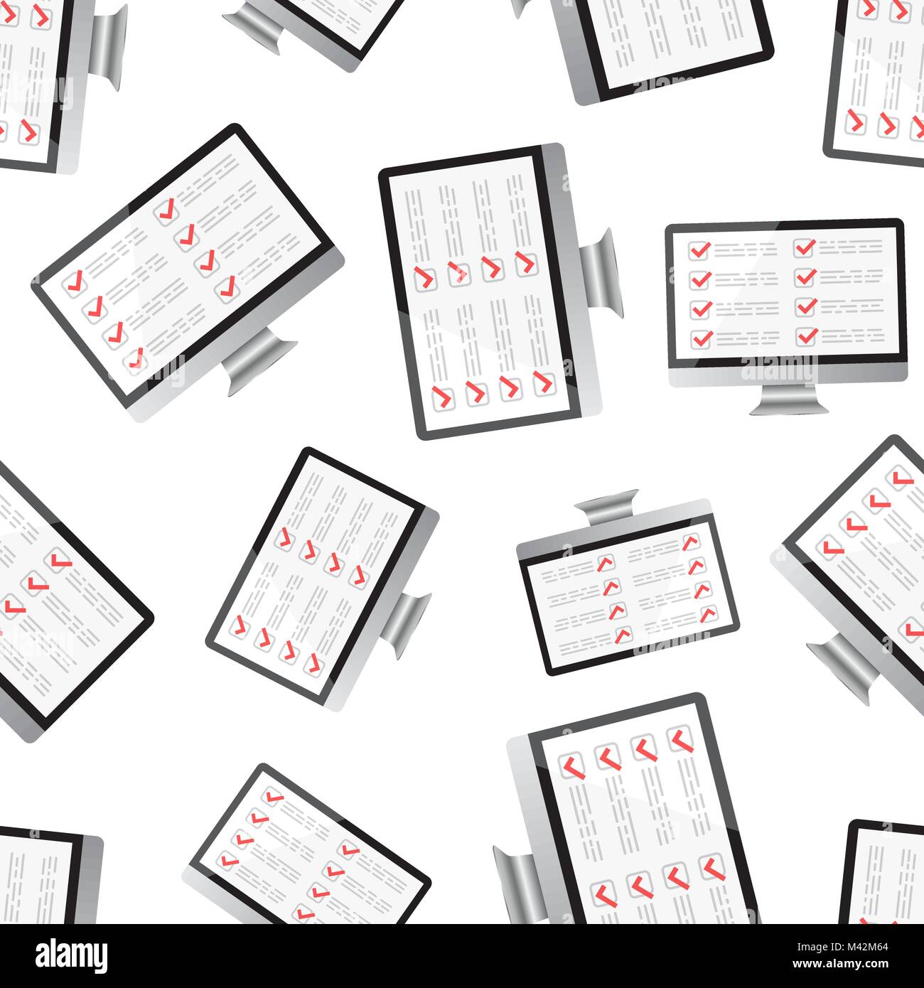 Businessman checklist with computer monitor seamless pattern background ...