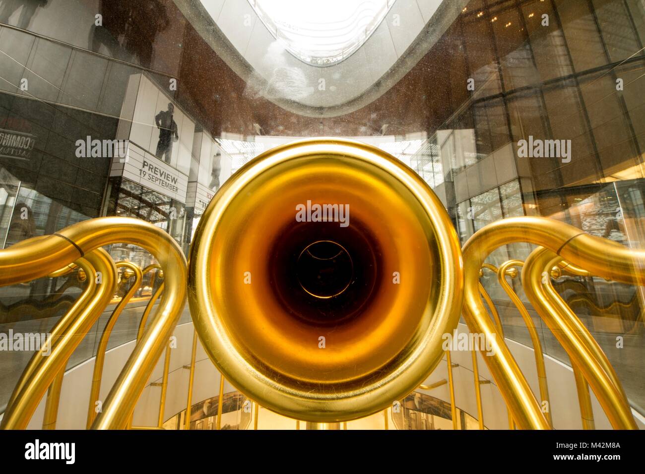 Detail of trumpet, Urban Art of Alberto Garutti, Gae Aulenti square ...