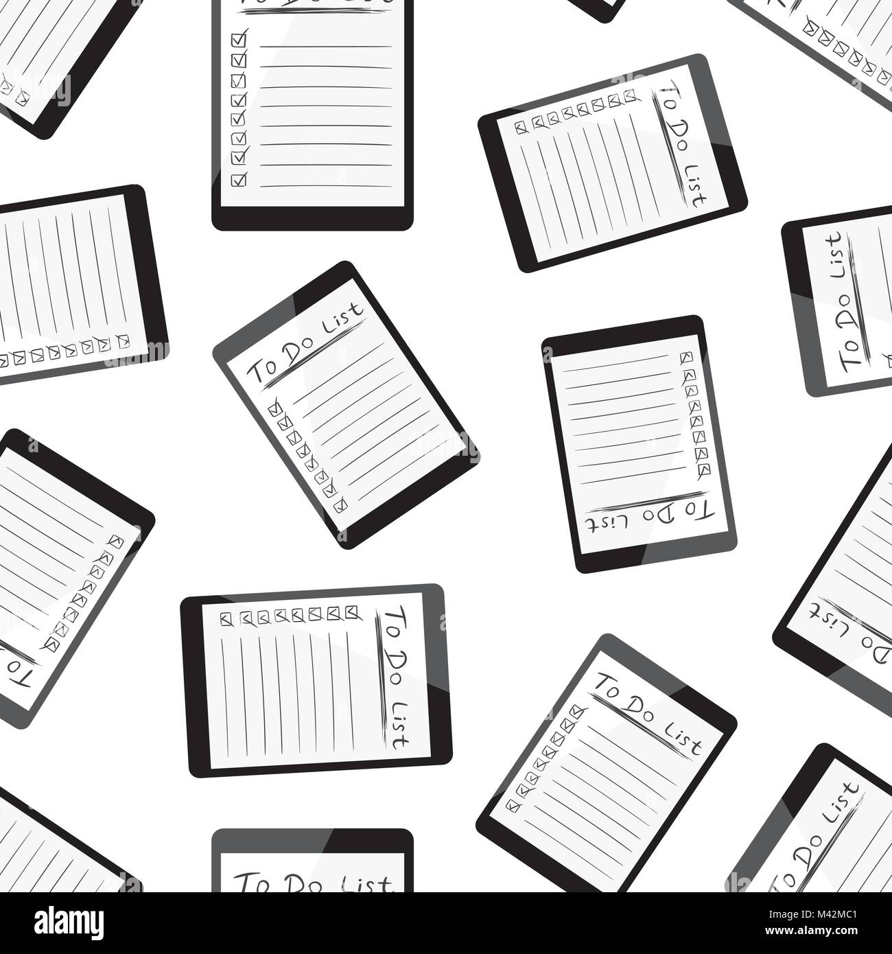 Businessman to do list, checklist with tablet computer seamless pattern ...