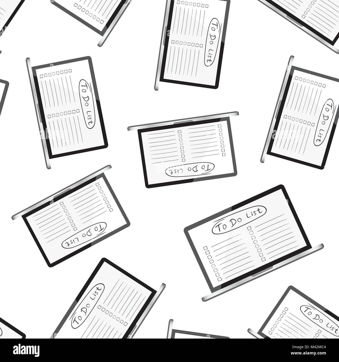 Businessman to do list, checklist with laptop computer seamless pattern ...