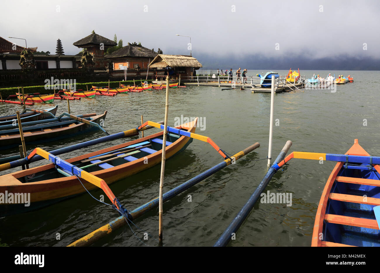 Jukungs the traditional Balinese fishing boats docking at the bank of ...
