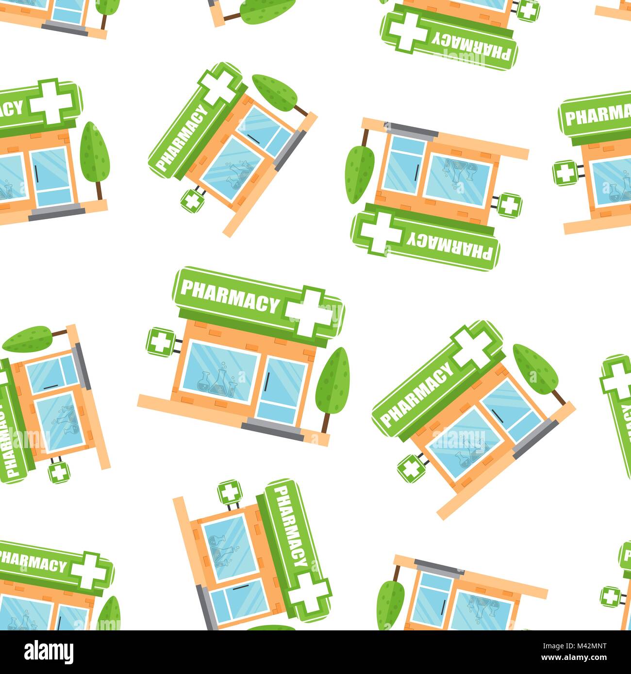 Pharmacy drugstore shop seamless pattern background. Business flat ...